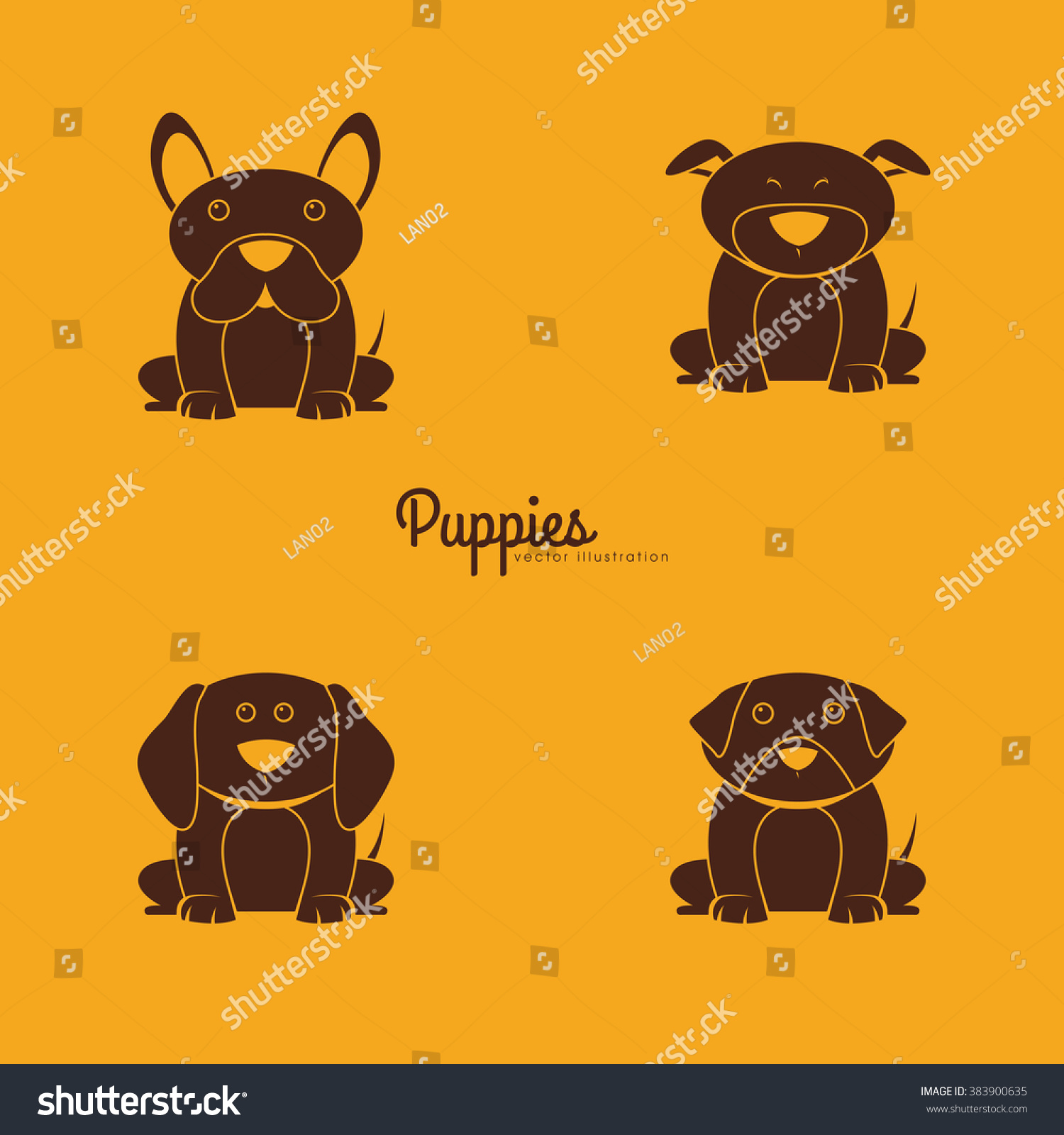 Cute Cartoon Dogs: vector de stock (libre de regalías) 383900635 ...