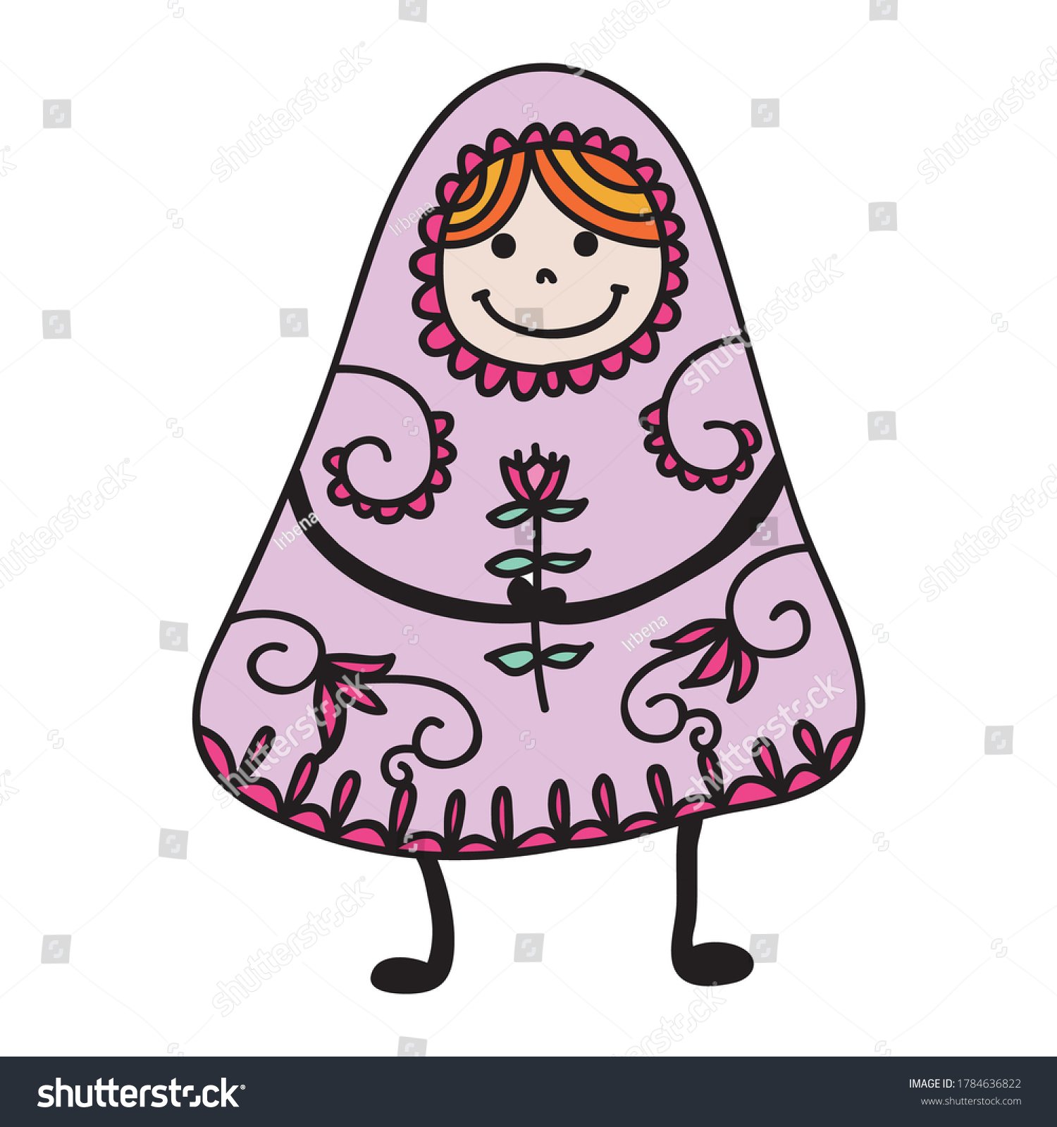 Cute Cartoon Doll Vector Illustration Stock Vector (Royalty Free ...