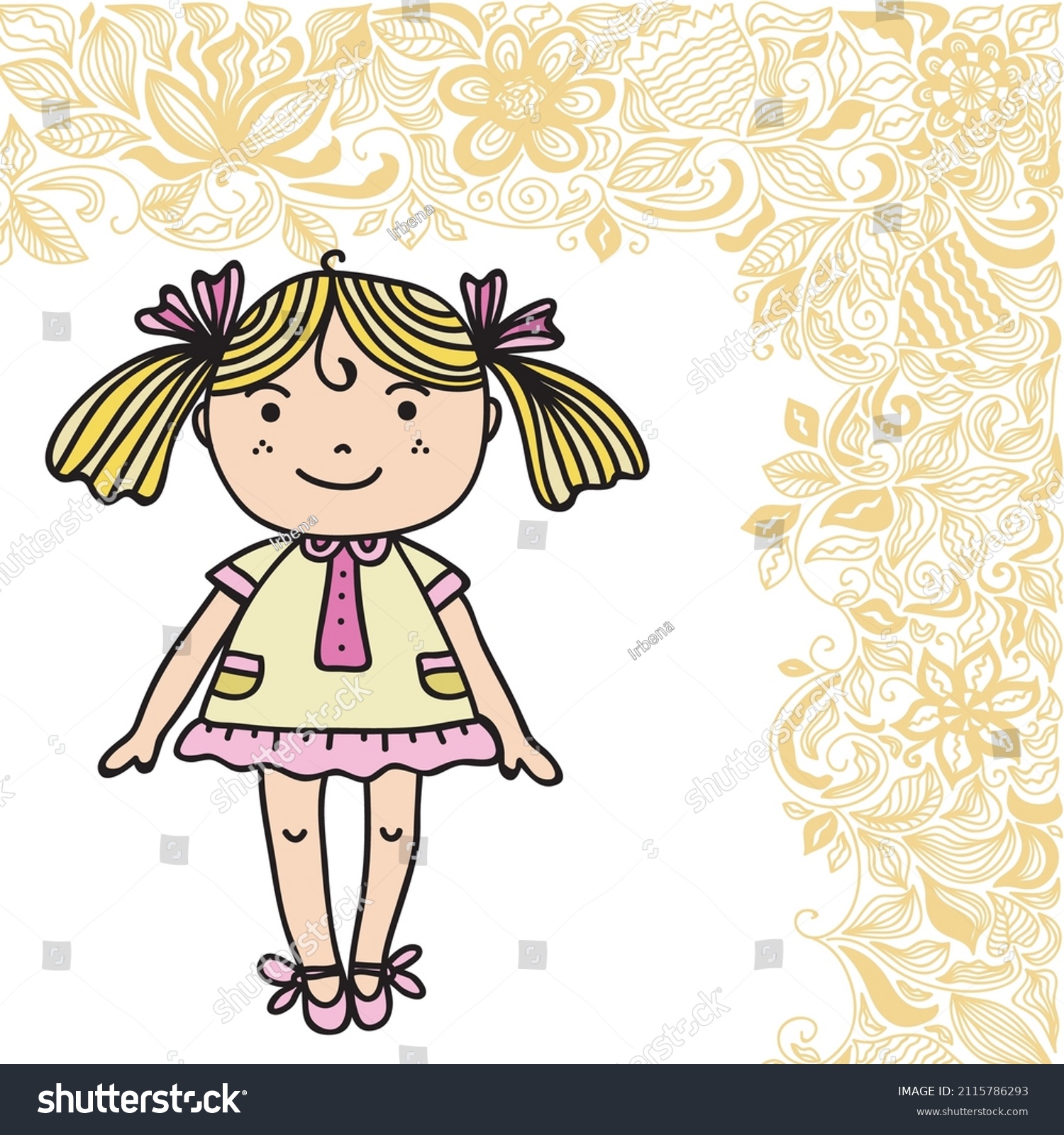 Cute Cartoon Doll Vector Illustration: vetor stock (livre de direitos ...