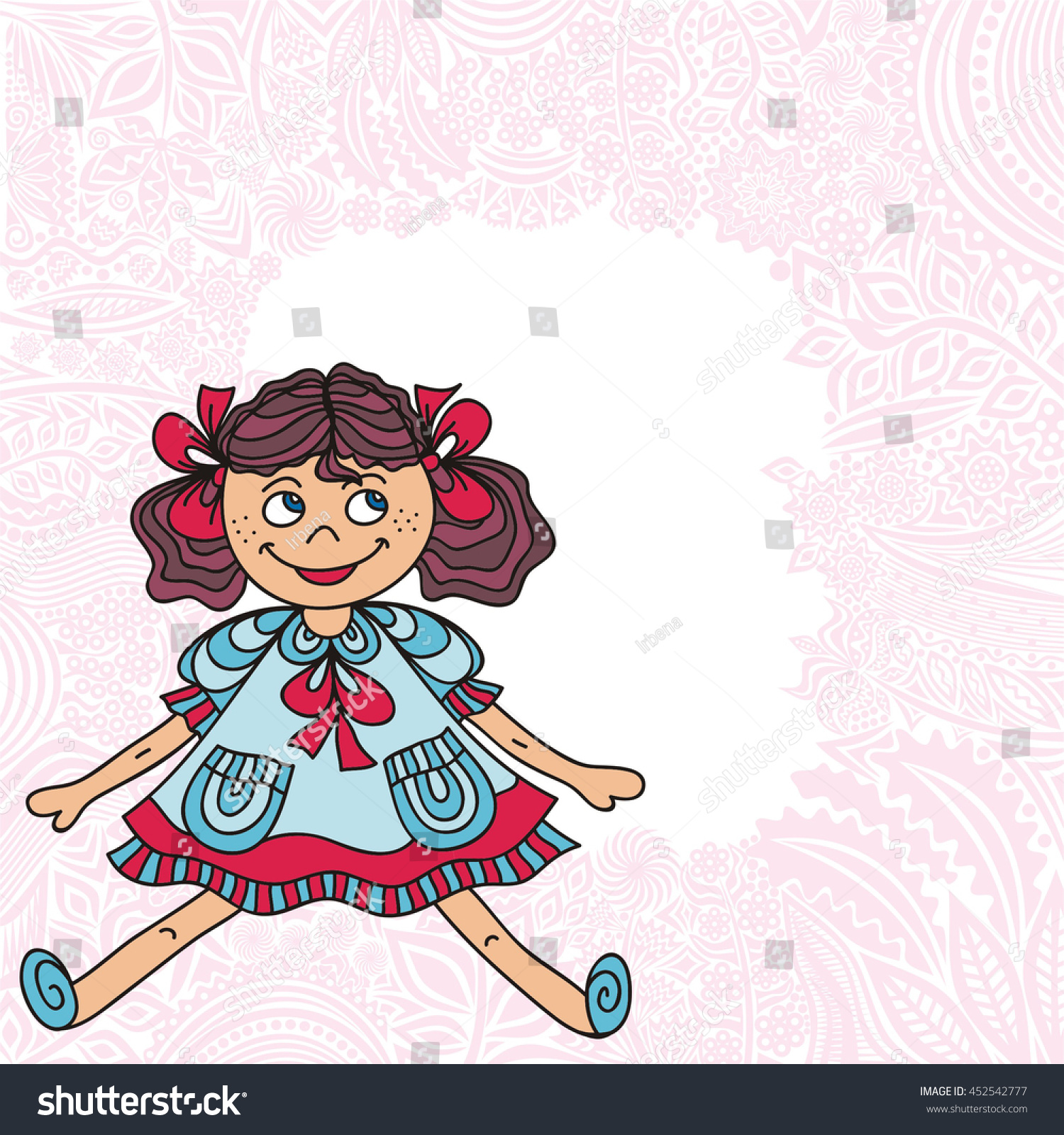 Cute Cartoon Doll Vector Illustration: เวกเตอร์สต็อก (ปลอดค่าลิขสิทธิ์ ...