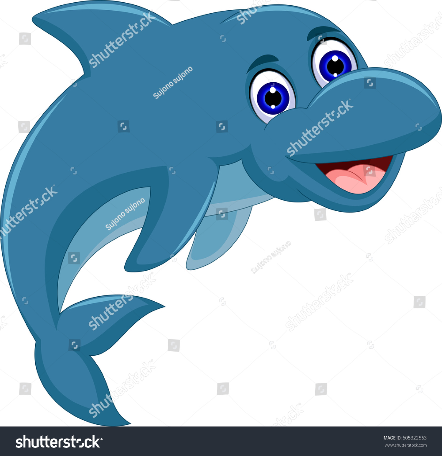 Cute Cartoon Dolphin Jumping Stock Vector (Royalty Free) 605322563 ...