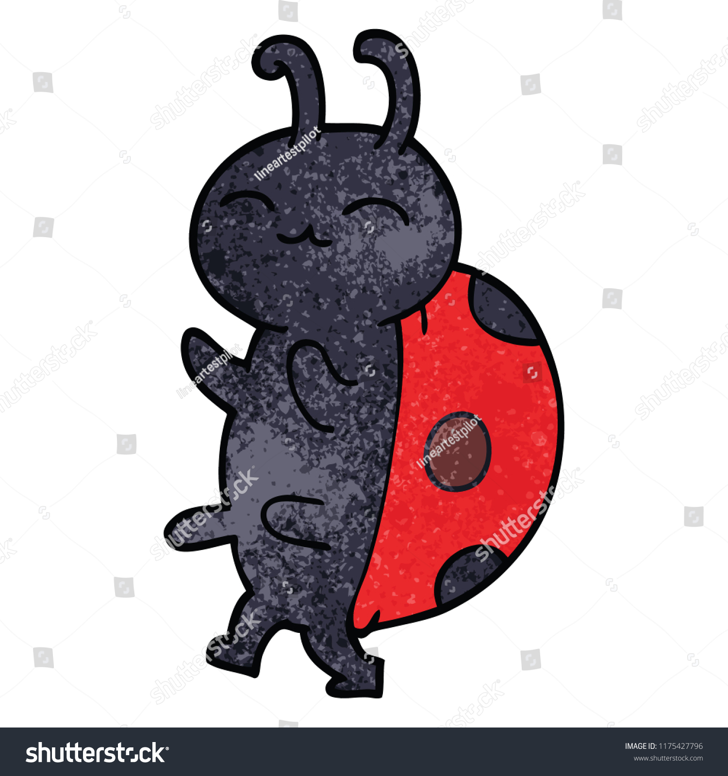 Cute Cartoon Doodle Ladybug Stock Vector (Royalty Free) 1175427796 ...
