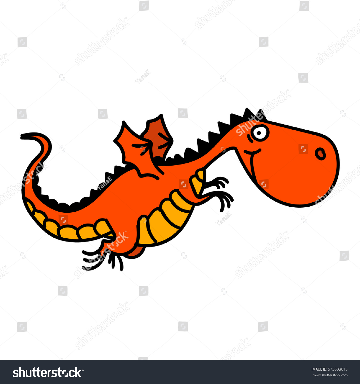 Cute Cartoon Dragon Vector Illustration Stock Vector (Royalty Free ...