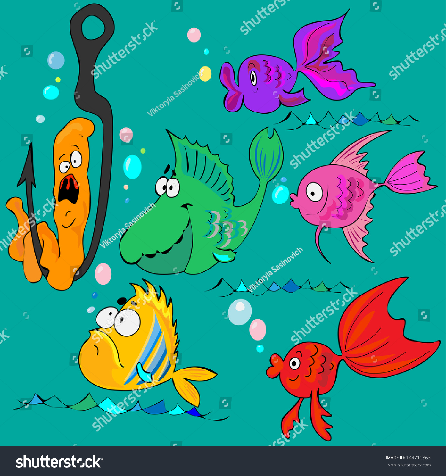 Cute Cartoon Fishvector Illustration Stock Vector (Royalty Free ...
