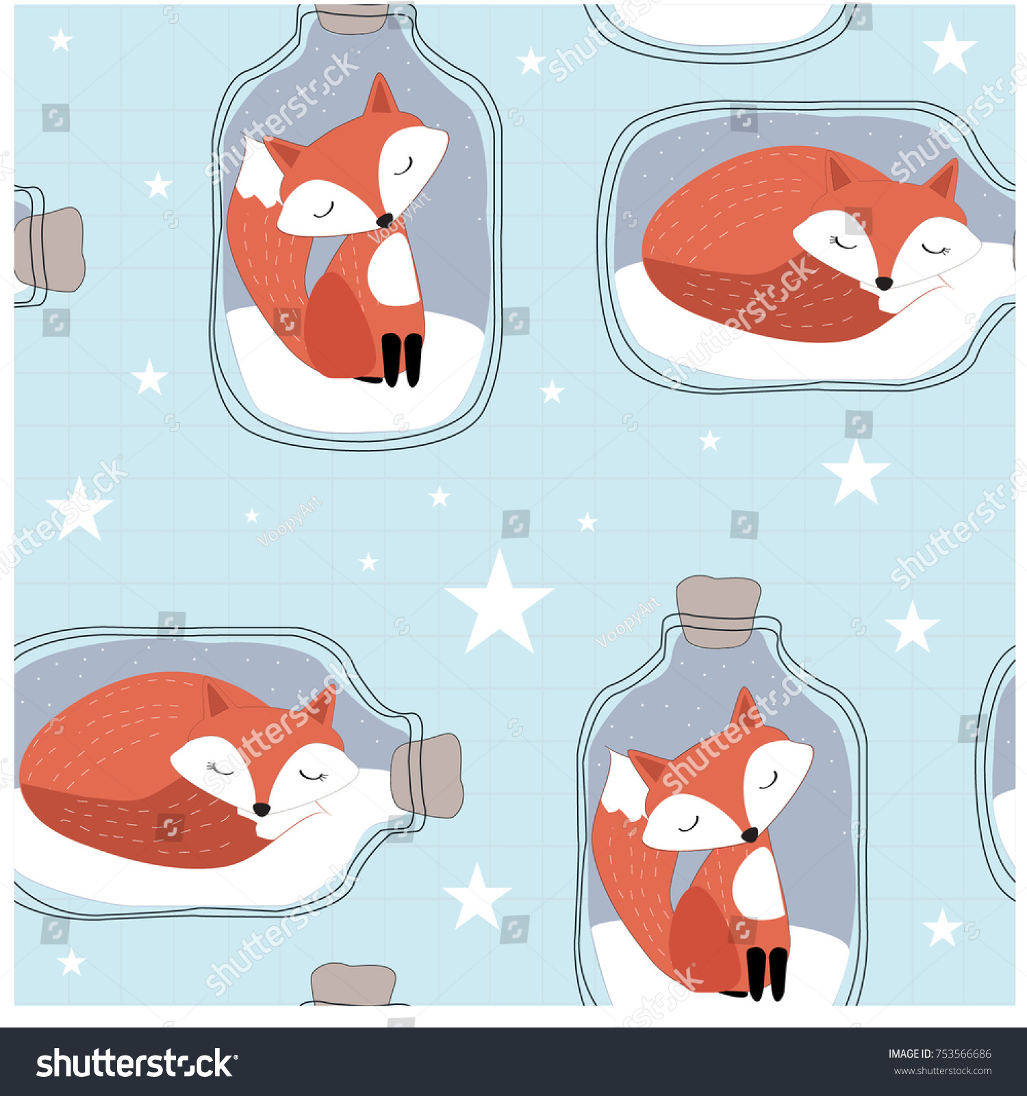 Cute Cartoon Fox Wolf Bottle Starlovely 库存矢量图(免版税)753566686 Shutterstock