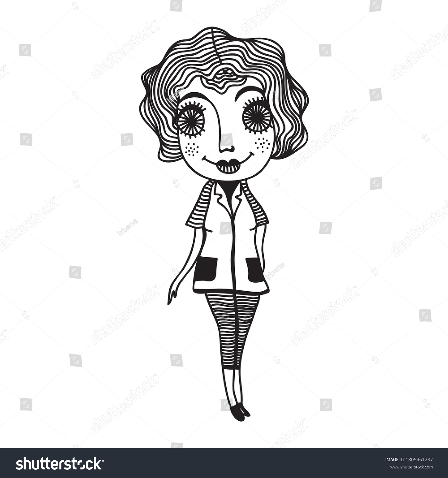 Cute Cartoon Girl Vector Illustration Stock Vector (Royalty Free ...