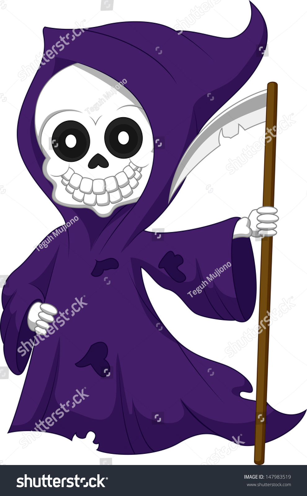 Cute Cartoon Grim Reaper Stock Vector (Royalty Free) 147983519 ...