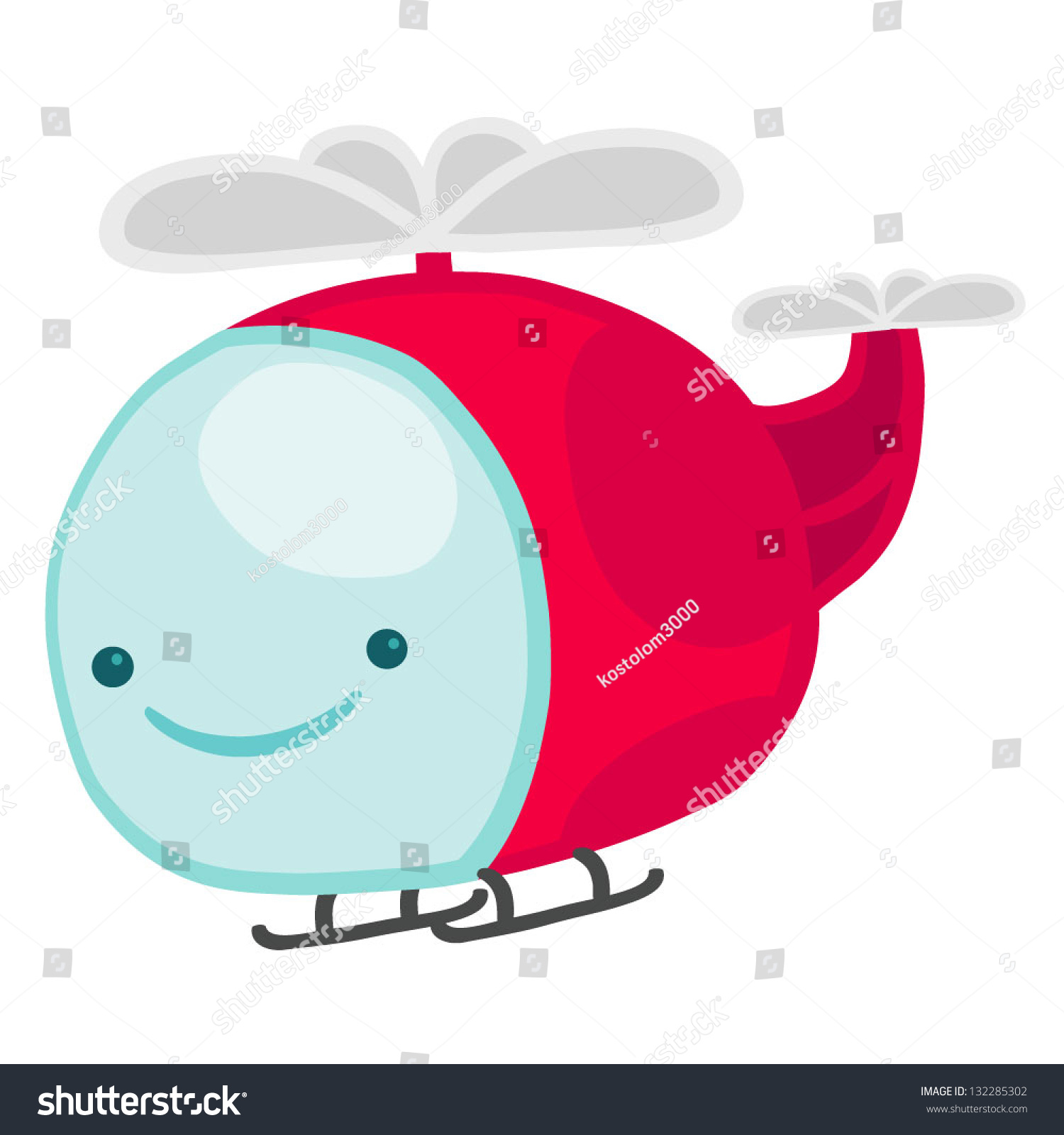 Cute Cartoon Helicopter Vector Illustration Stock Vector (Royalty Free ...
