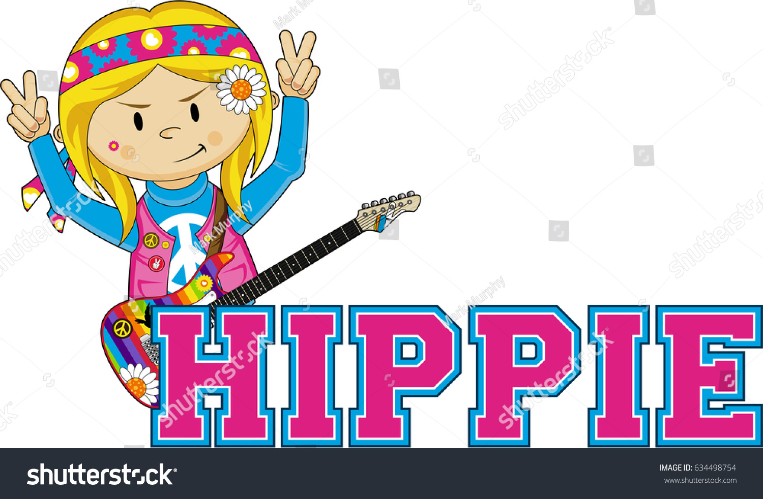 Cute Cartoon Hippie Stock Vector (Royalty Free) 634498754 | Shutterstock