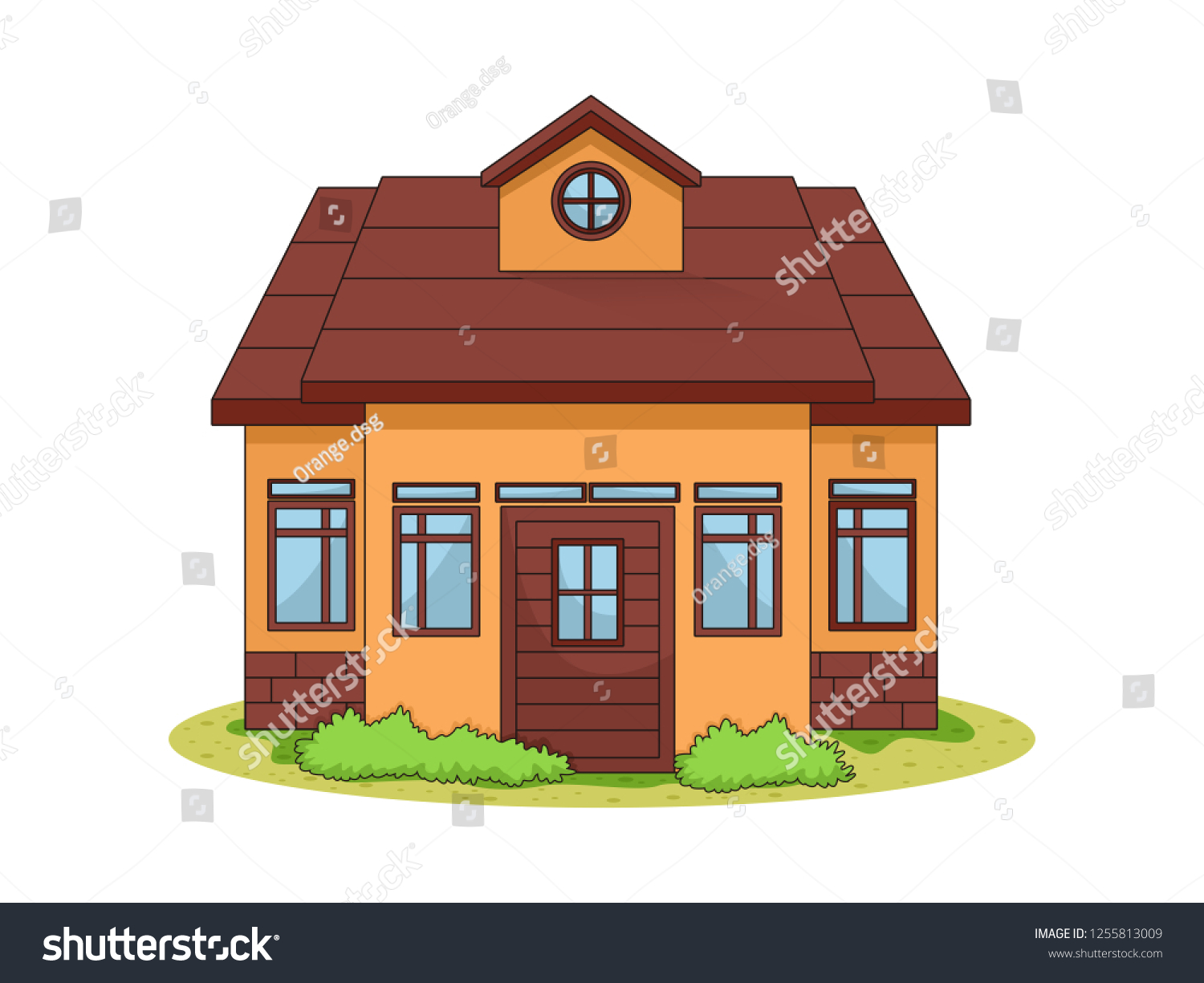 Cute Cartoon House Vector: vector de stock (libre de regalías) 1255813009