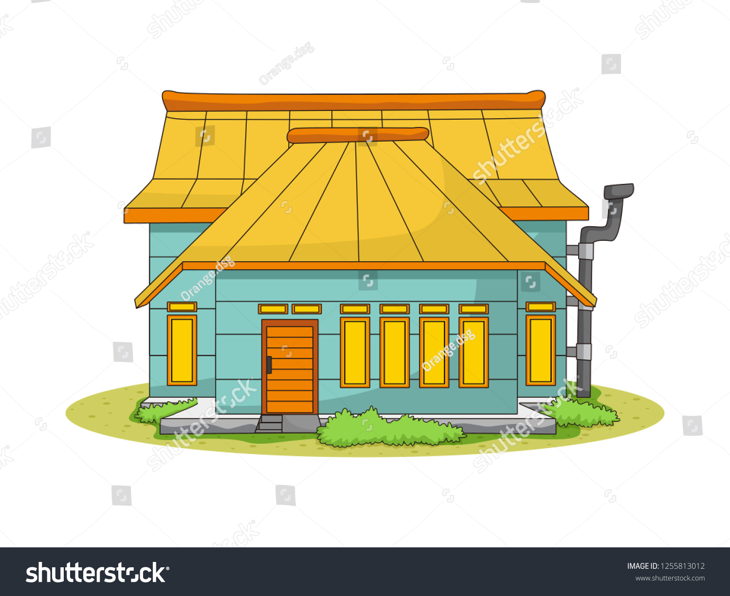 Cute Cartoon House Vector 스톡 벡터(로열티 프리) 1255813012 | Shutterstock