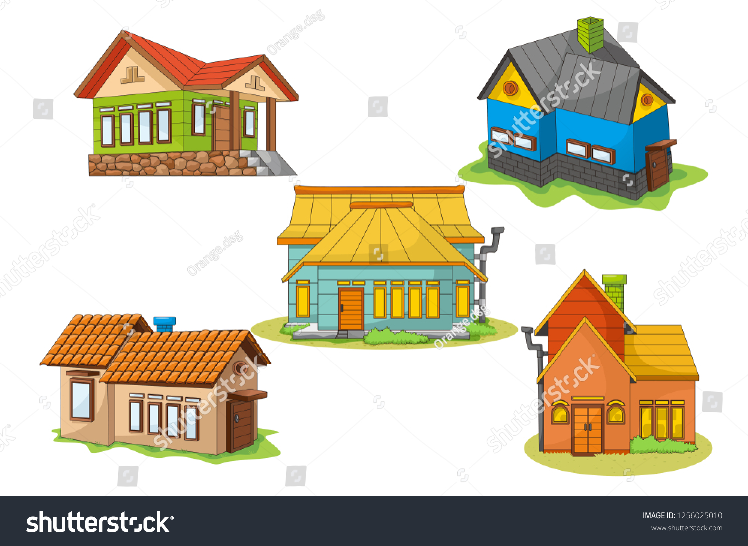 Cute Cartoon House Vector Stock Vector (Royalty Free) 1256025010 ...