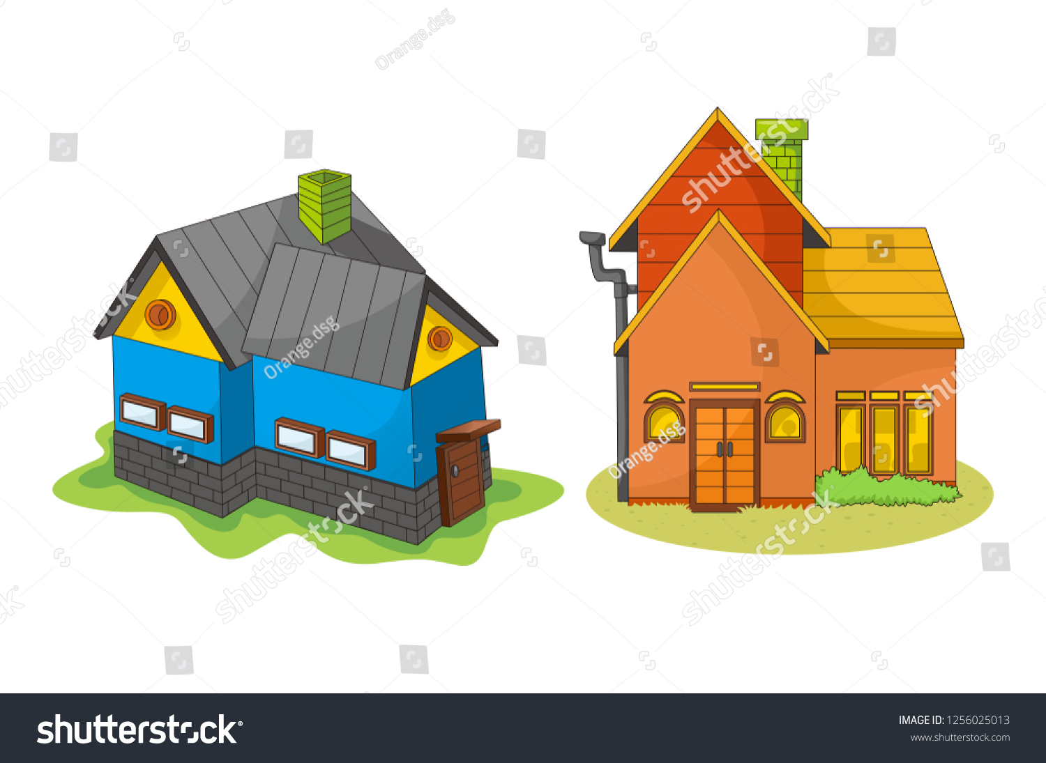 Cute Cartoon House Vector 库存矢量图（免版税）1256025013 | Shutterstock