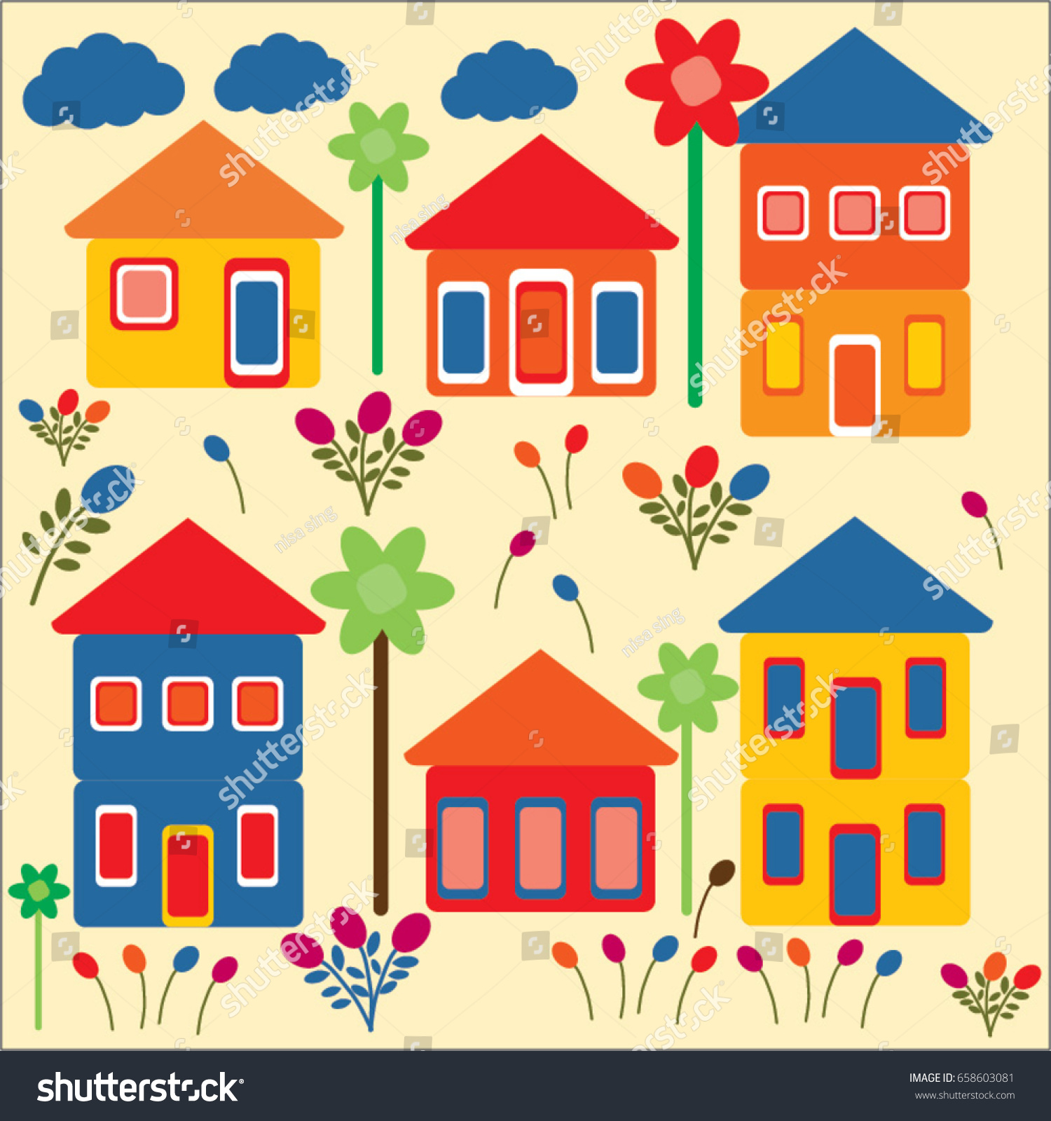 Cute Cartoon House Vector: vector de stock (libre de regalías ...