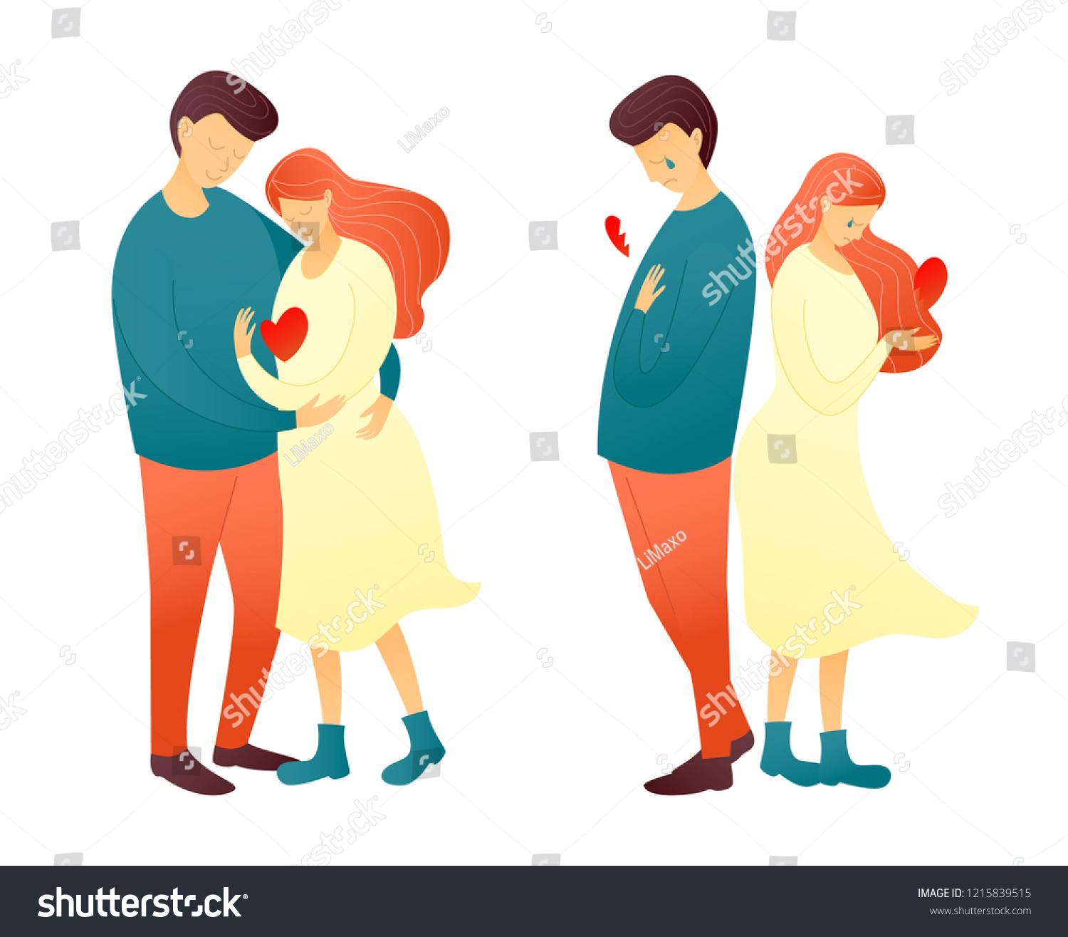 Cute Cartoon Illustration Couple Love Couple Stock Vector Royalty Free