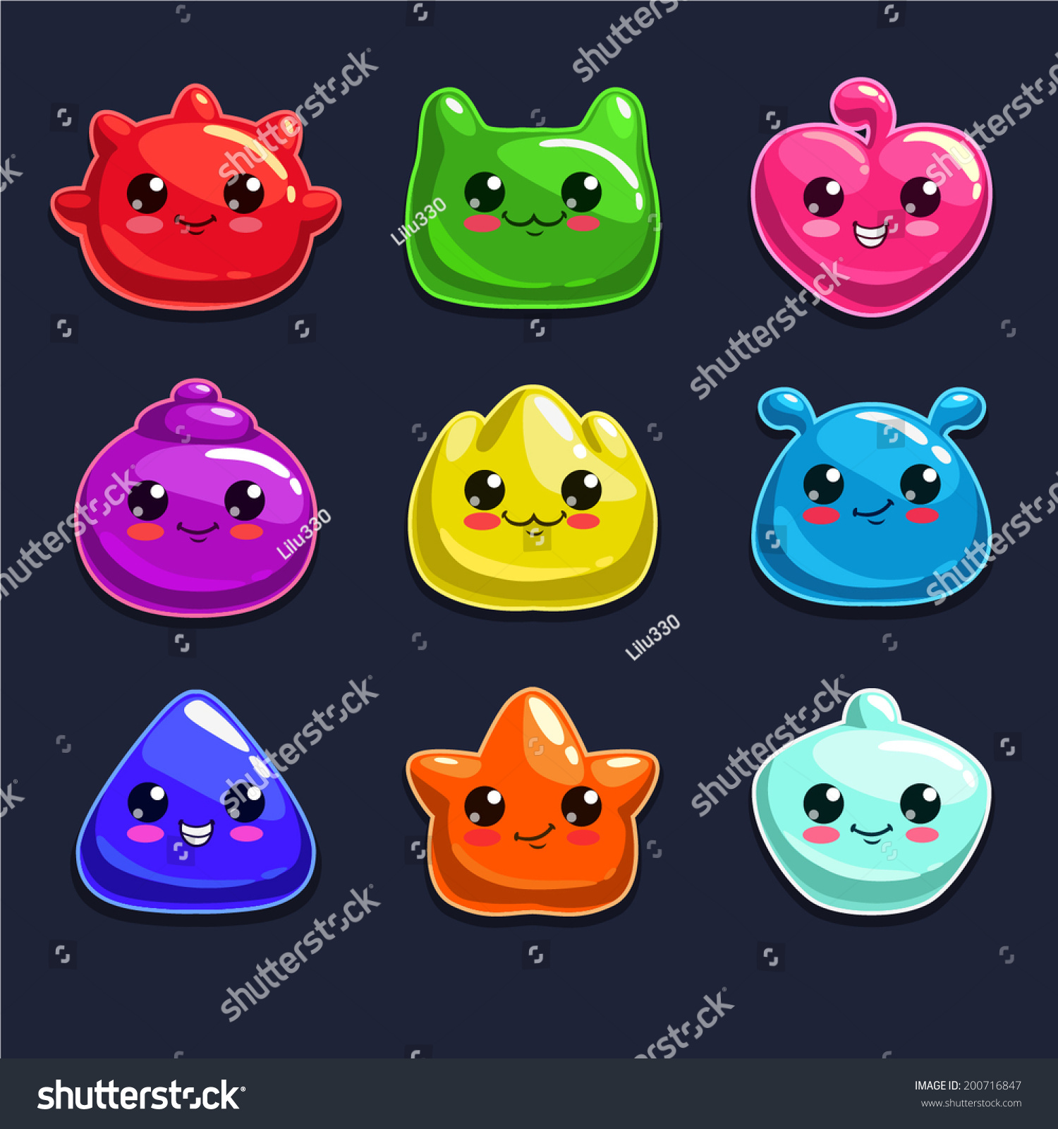 Cute Cartoon Jelly Monsters Vector: เวกเตอร์สต็อก (ปลอดค่าลิขสิทธิ์ ...
