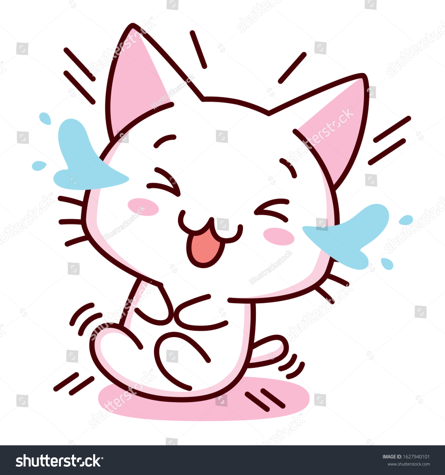 Cute Cartoon Kawaii Kitten Exploding Laughter Stock Vector (Royalty ...