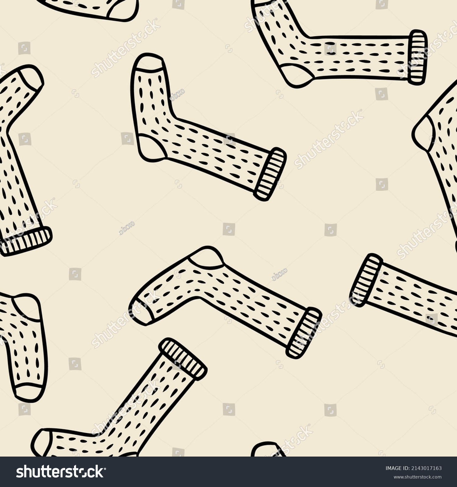 Cute Cartoon Knitted Socks Doodles Seamless Stock Vector (Royalty Free ...