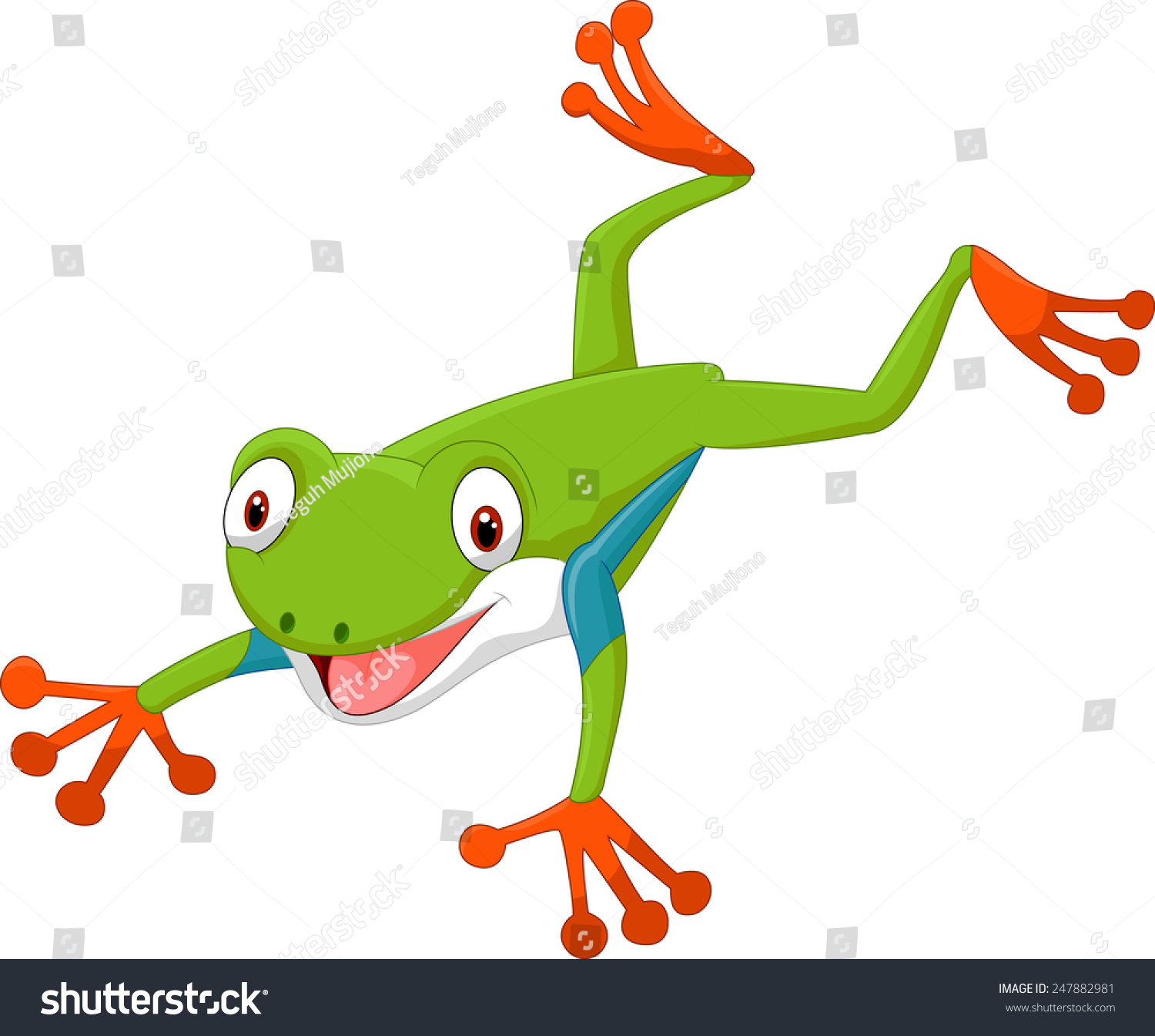 Cute Cartoon Leaping Frog Stock Vector (Royalty Free) 247882981