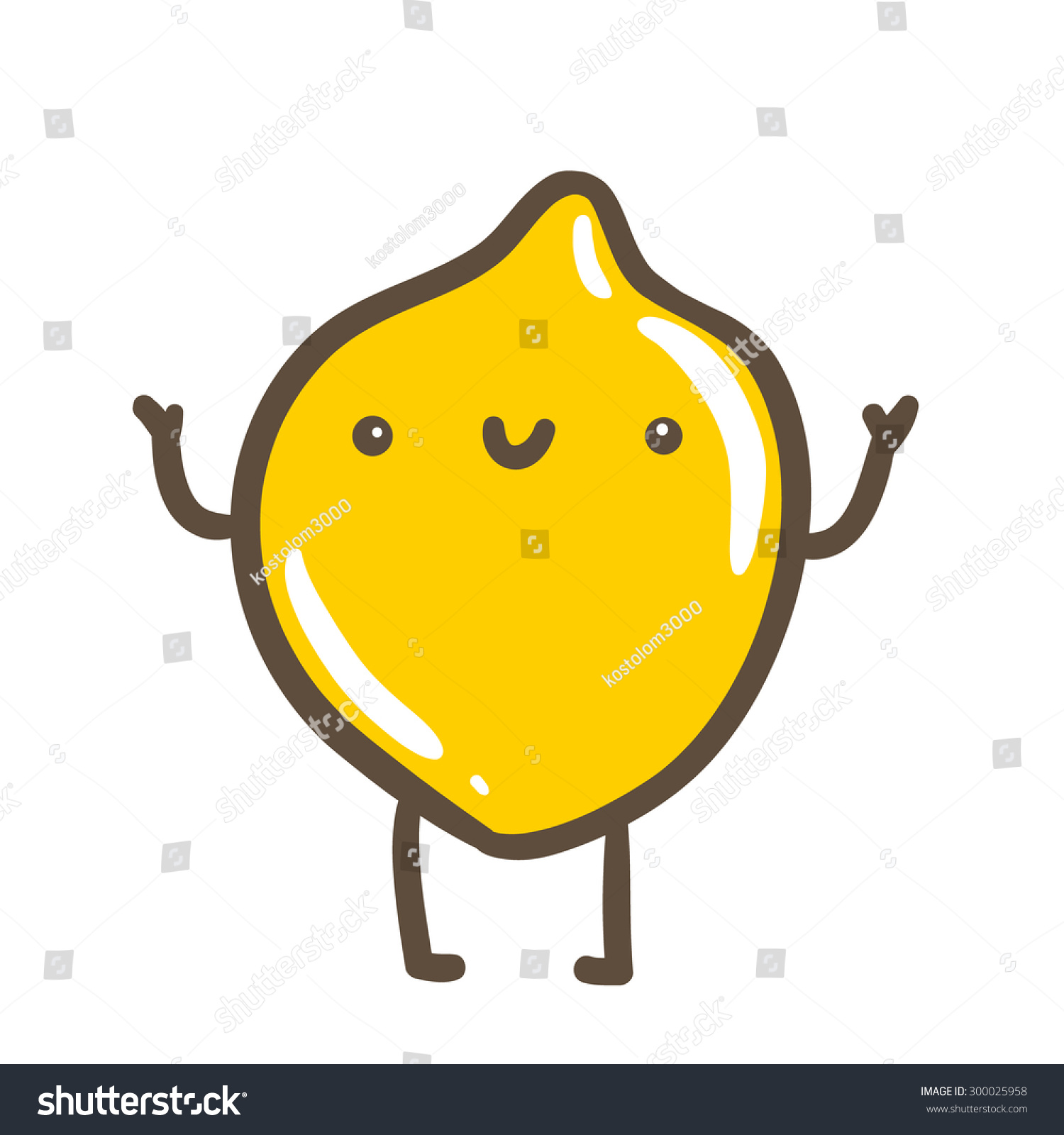 Cute Cartoon Lemon Character Stock Vector (Royalty Free) 300025958