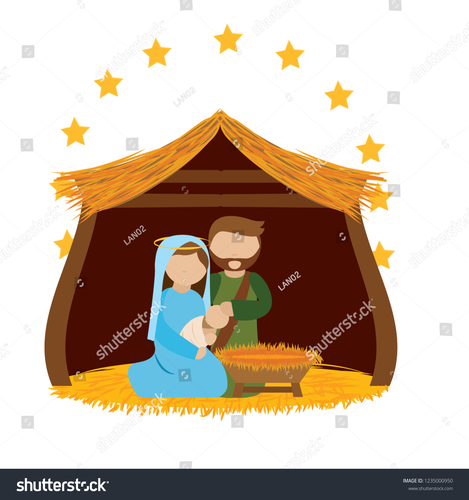 Cute Cartoon Manger Stock Vector (Royalty Free) 1235000950