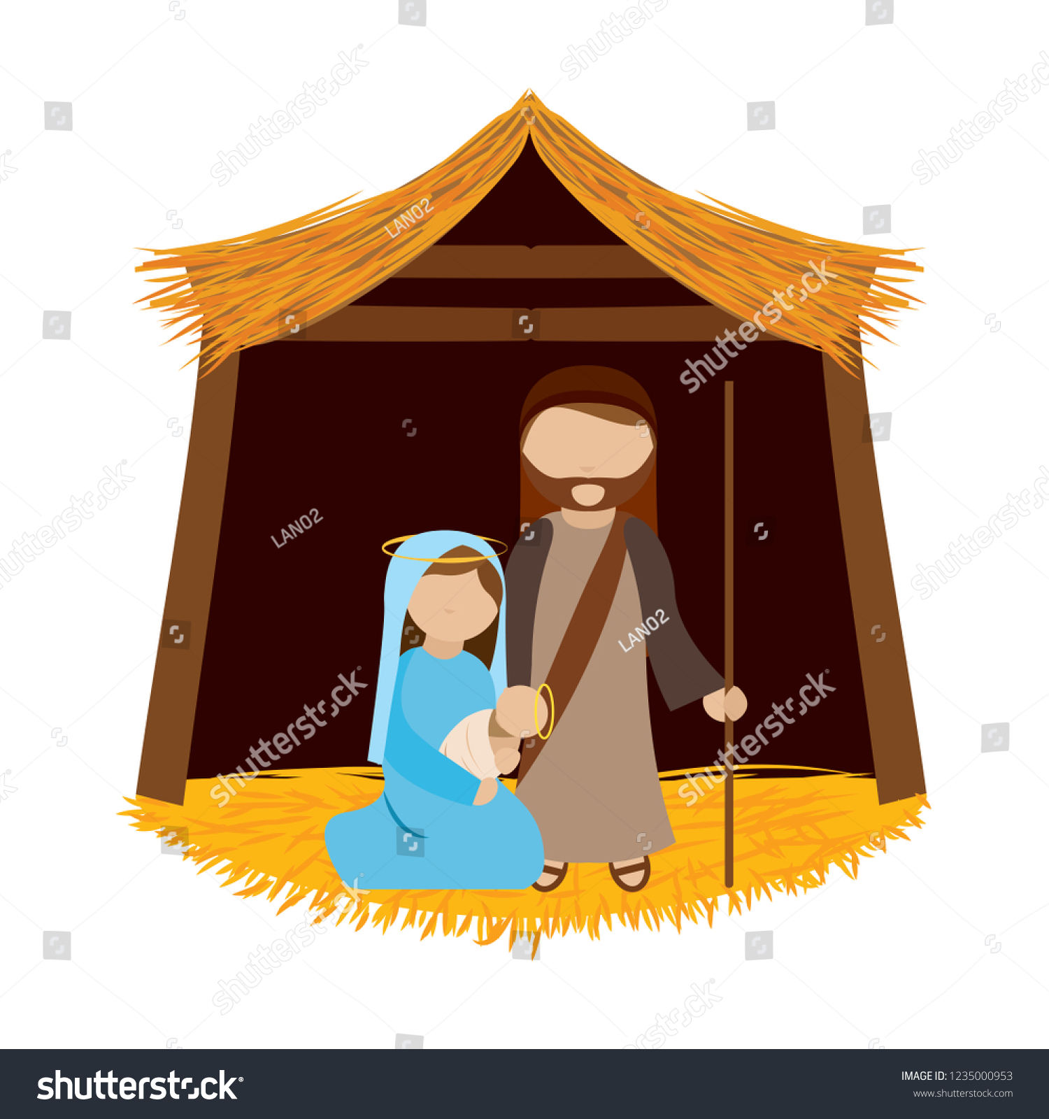 Cute Cartoon Manger Stock Vector (Royalty Free) 1235000953