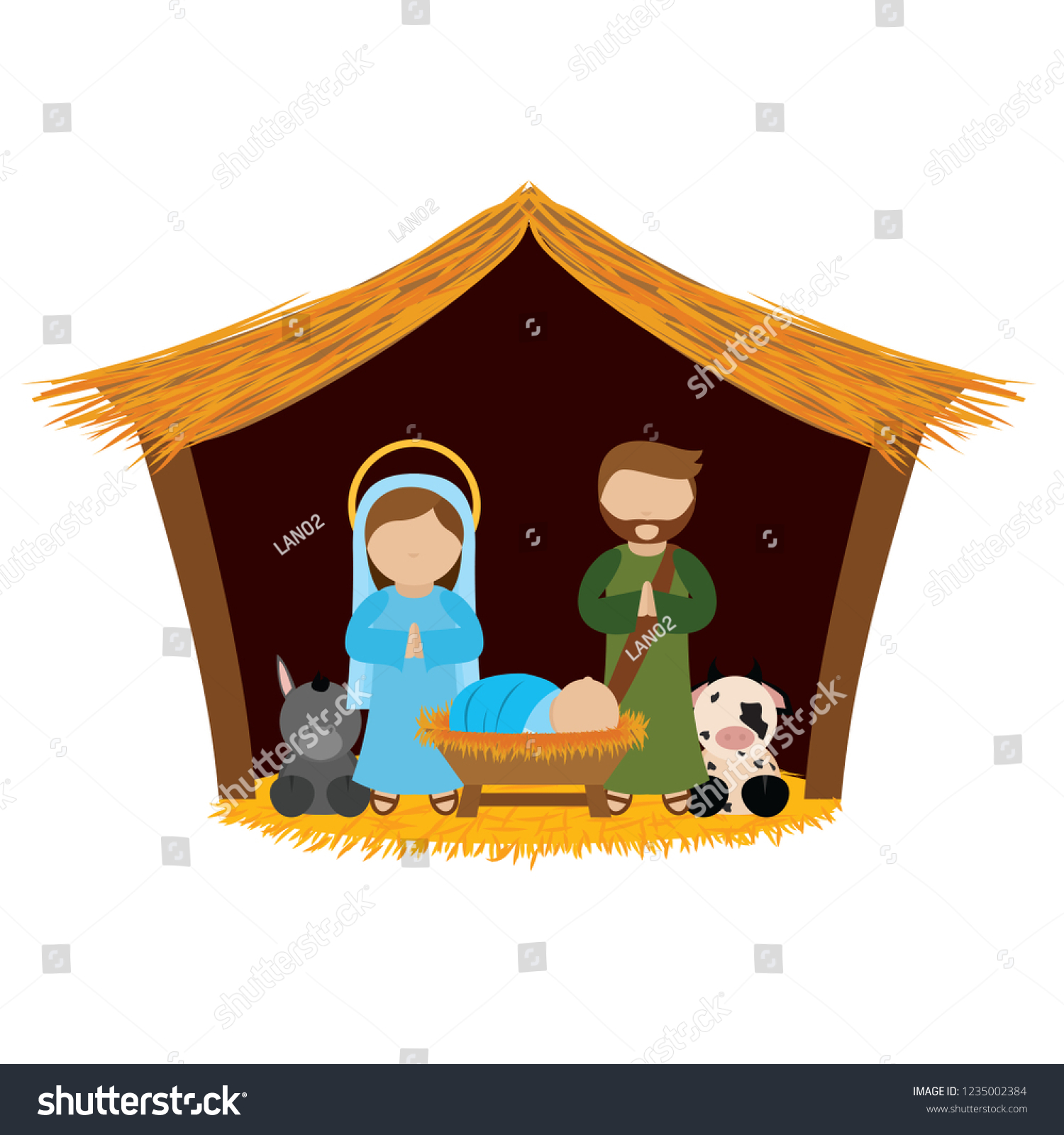 Cute Cartoon Manger: vetor stock (livre de direitos) 1235002384 ...