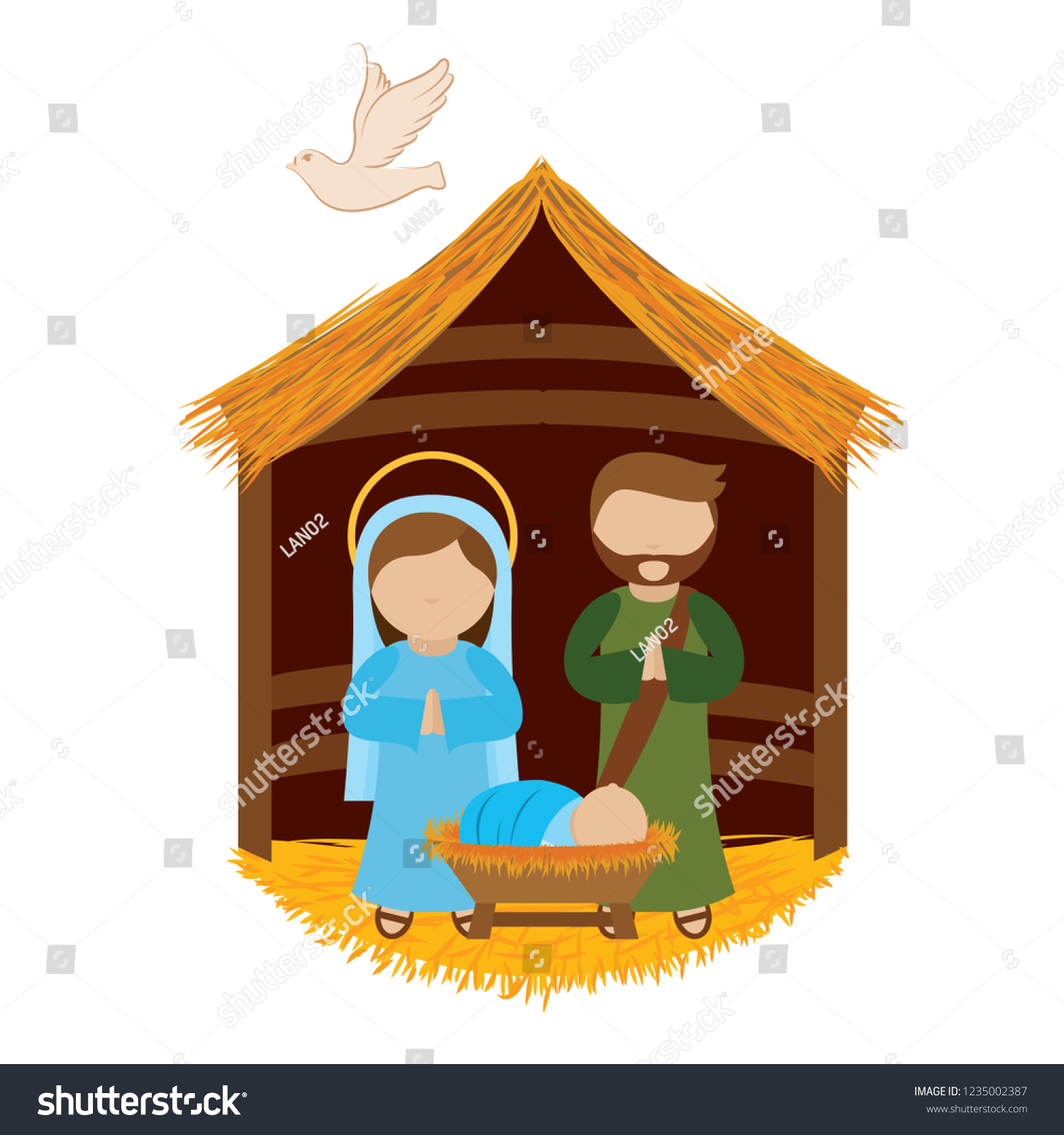 Vektor Stok Cute Cartoon Manger (Tanpa Royalti) 1235002387 | Shutterstock