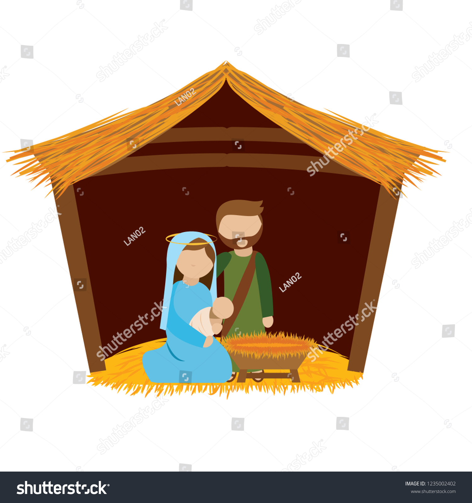 Cute Cartoon Manger Stock Vector (Royalty Free) 1235002402