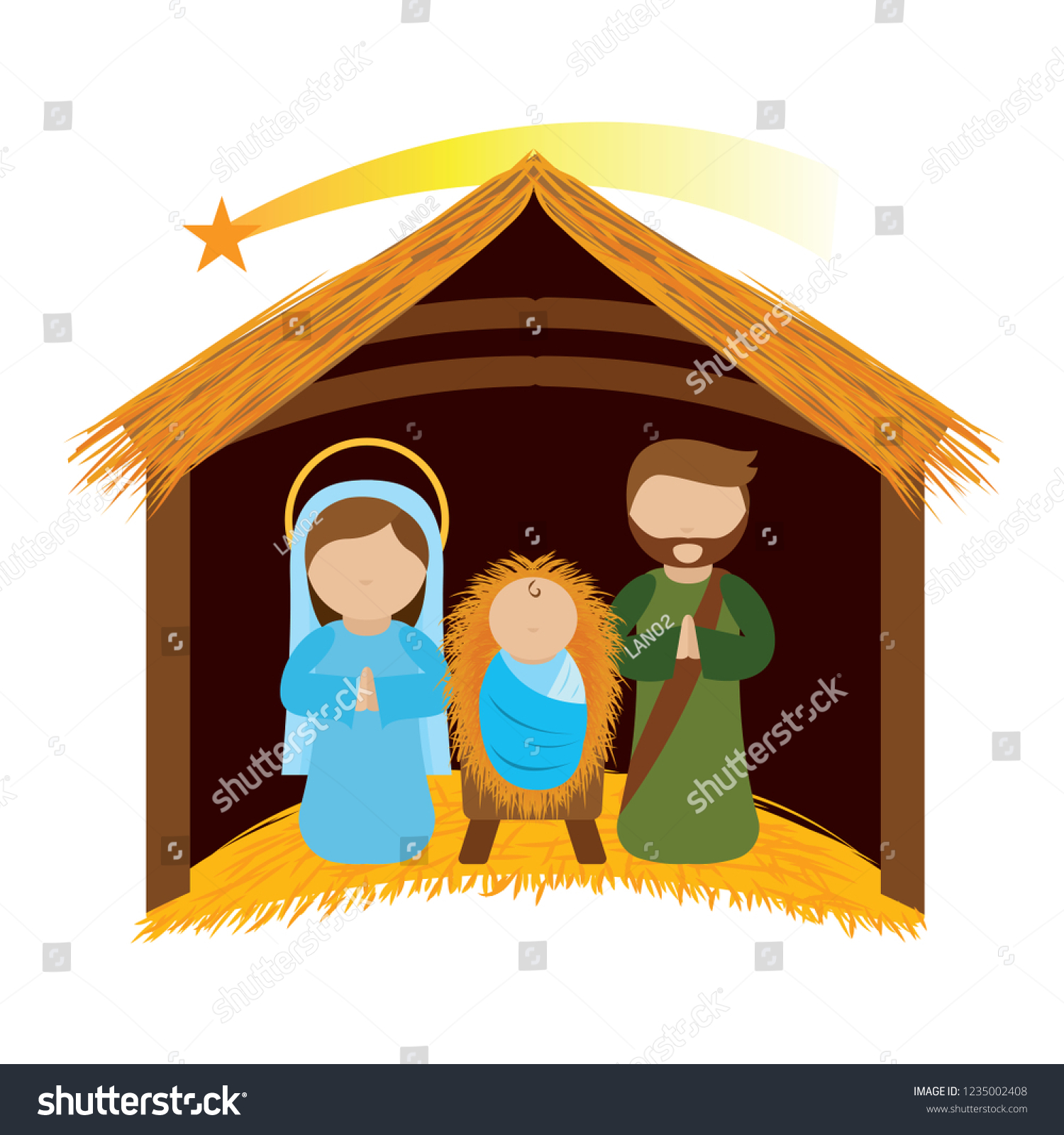 Cute Cartoon Manger Stock Vector (Royalty Free) 1235002408 | Shutterstock
