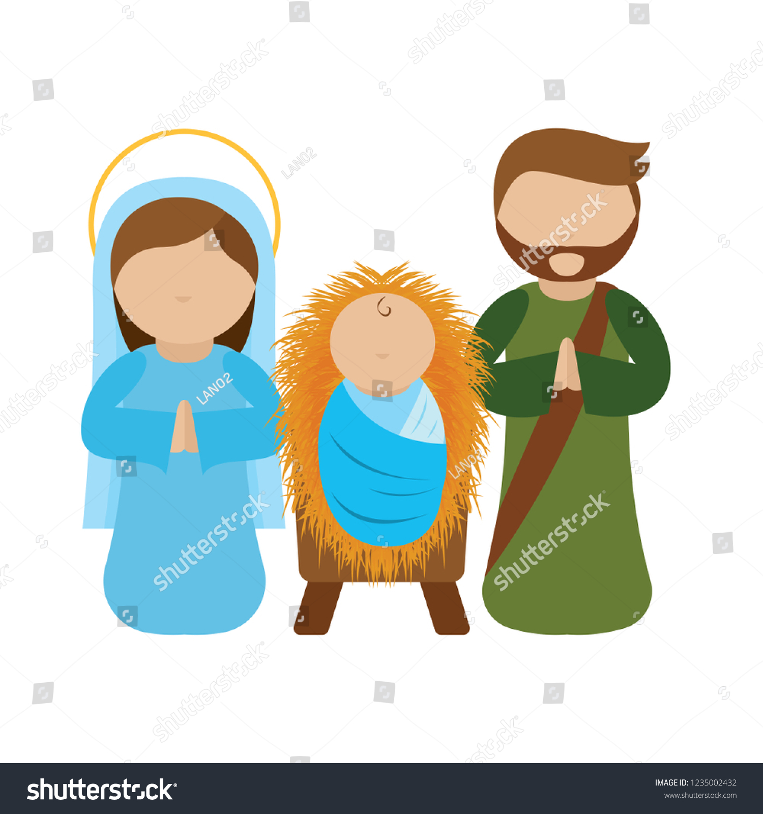 Cute Cartoon Manger Stock Vector (Royalty Free) 1235002432
