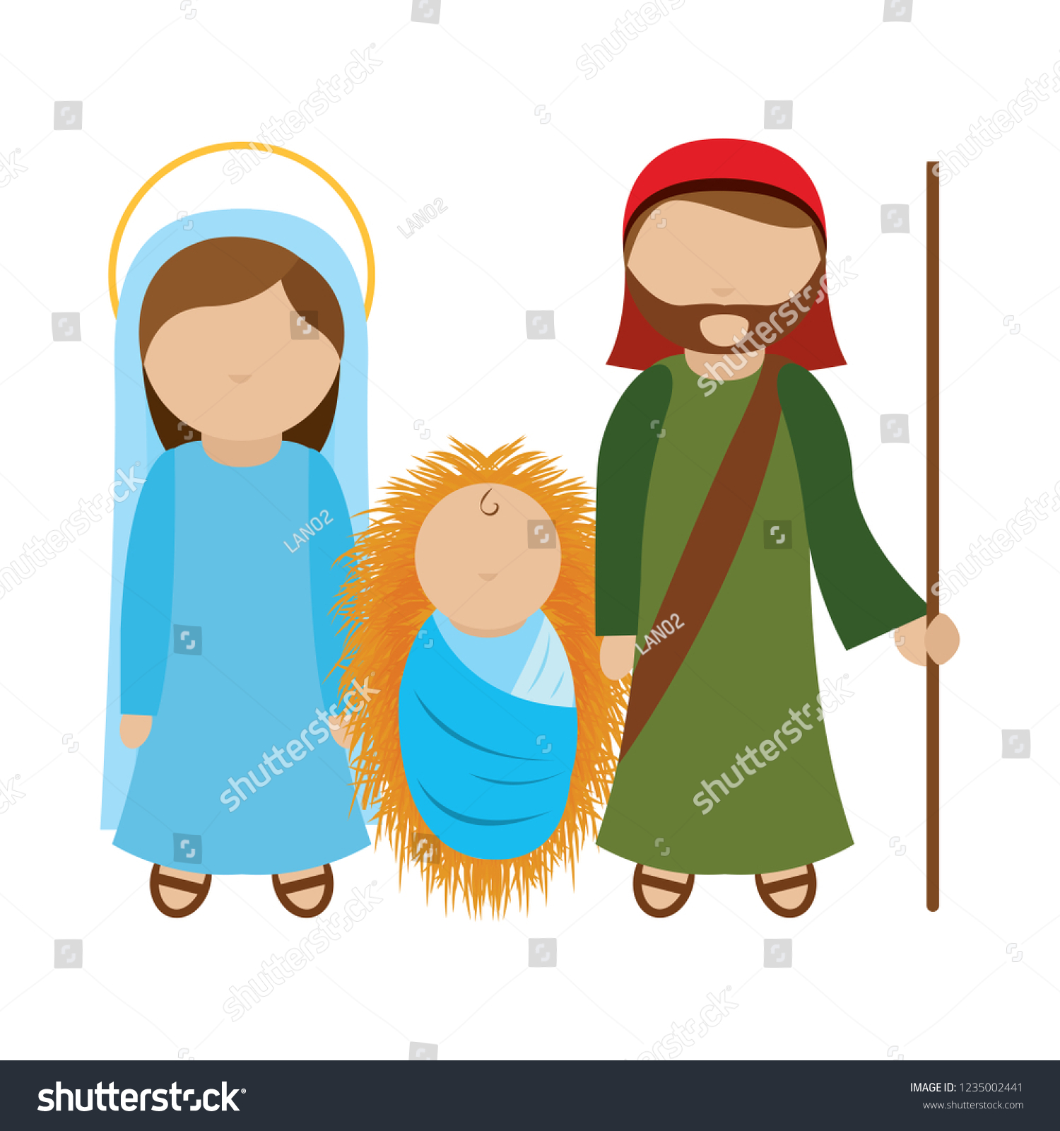 Cute Cartoon Manger: vector de stock (libre de regalías) 1235002441 ...