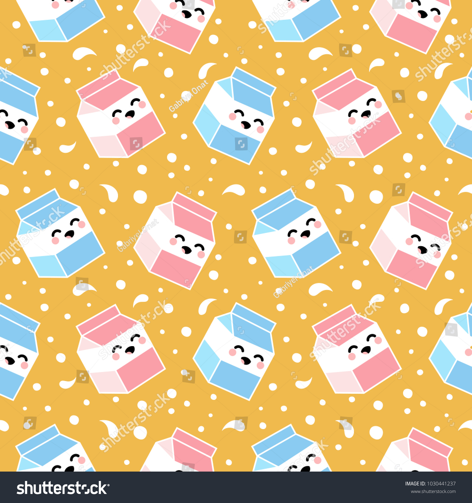 Cute Cartoon Milk Box Seamless Pattern Stock Vector (Royalty Free ...