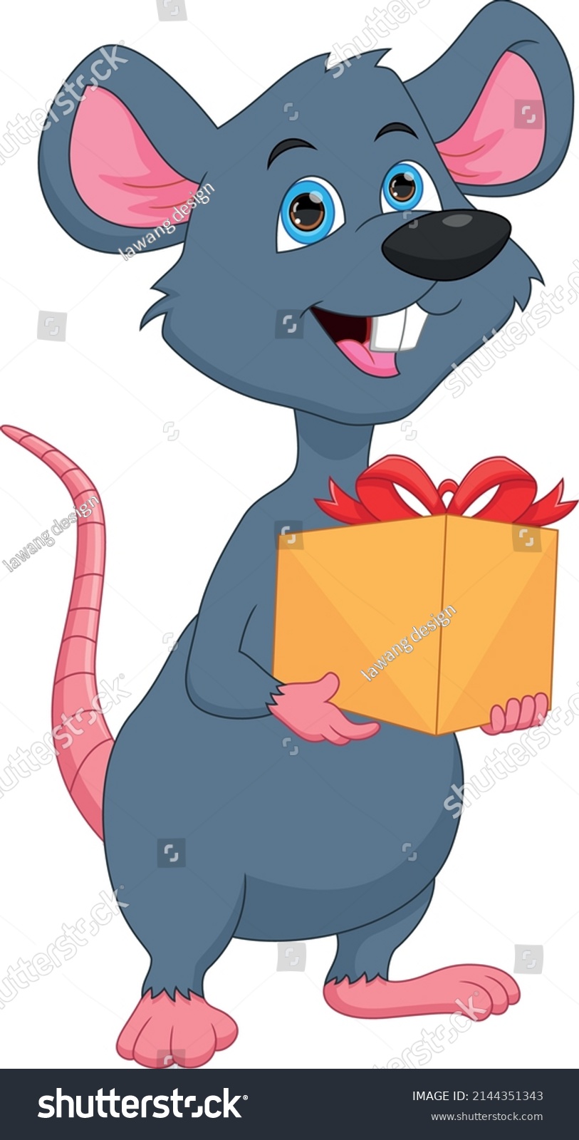 Cute Cartoon Mouse Gift Box Stock Vector (Royalty Free) 2144351343 ...