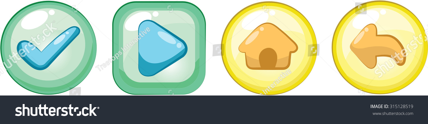 Cute Cartoon Navigation Buttons Stock Vector (Royalty Free) 315128519
