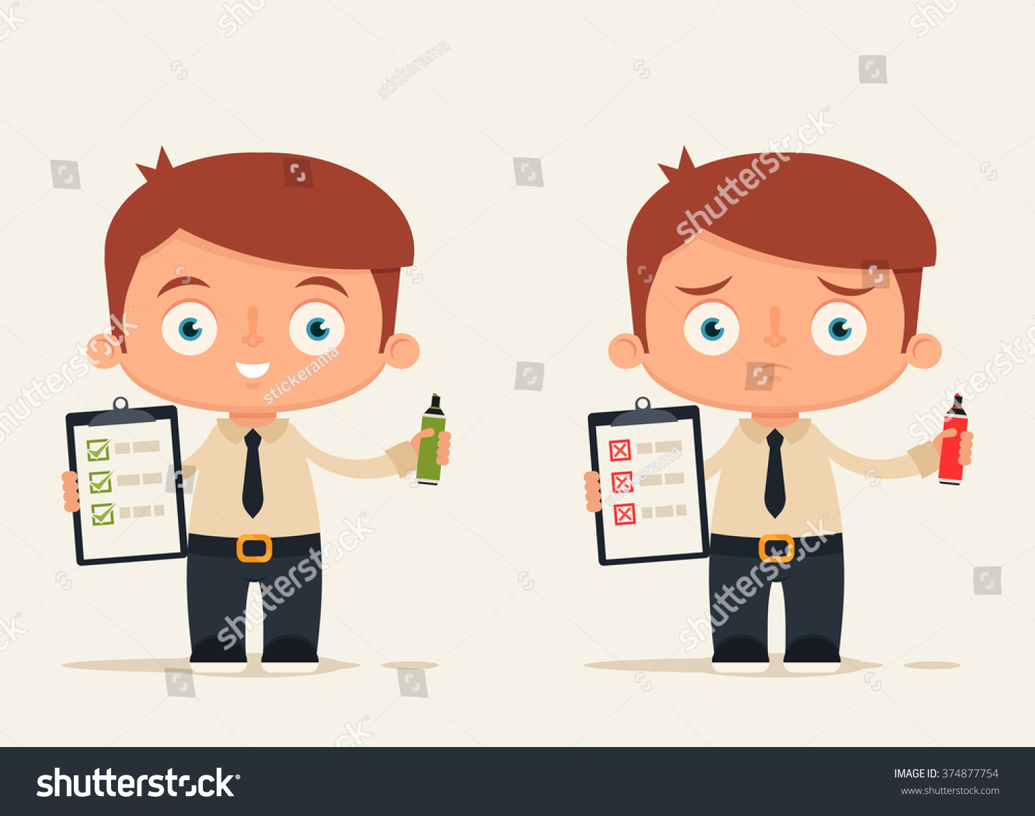Cute Cartoon Office Workers Checklist Vector: vetor stock (livre de ...