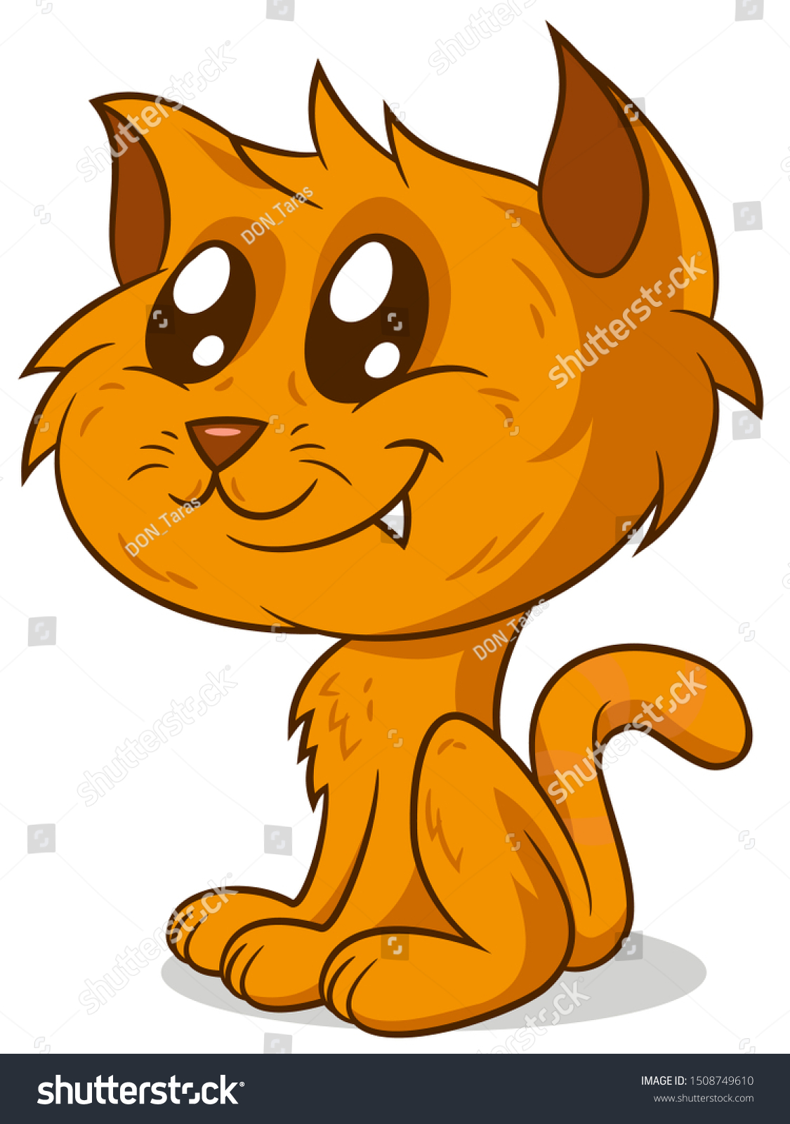 Cute Cartoon Orange Cat Smiling Stock Vector Royalty Free 1508749610 Shutterstock
