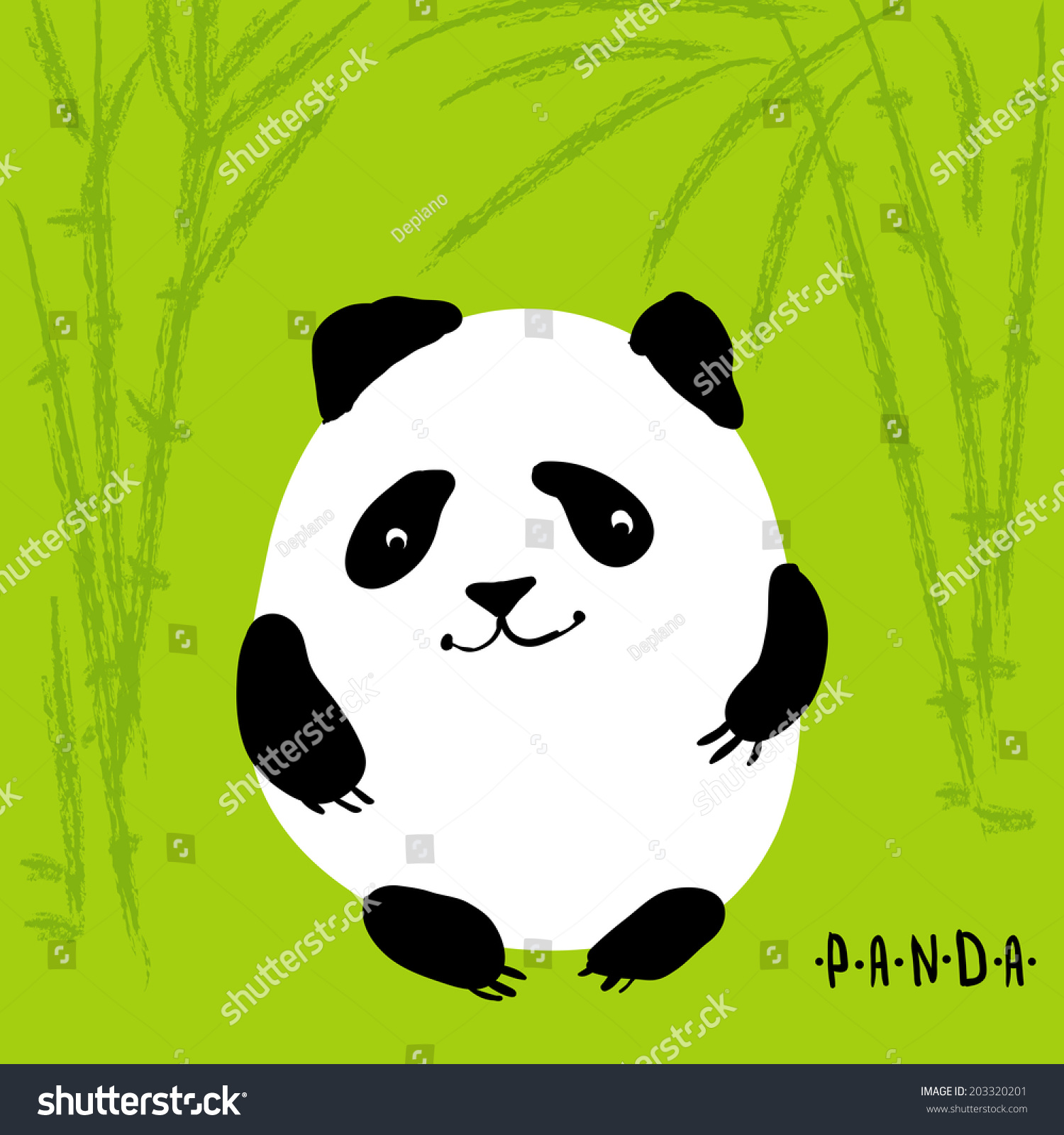 Cute Cartoon Panda Circle Vector Character: vector de stock (libre de ...