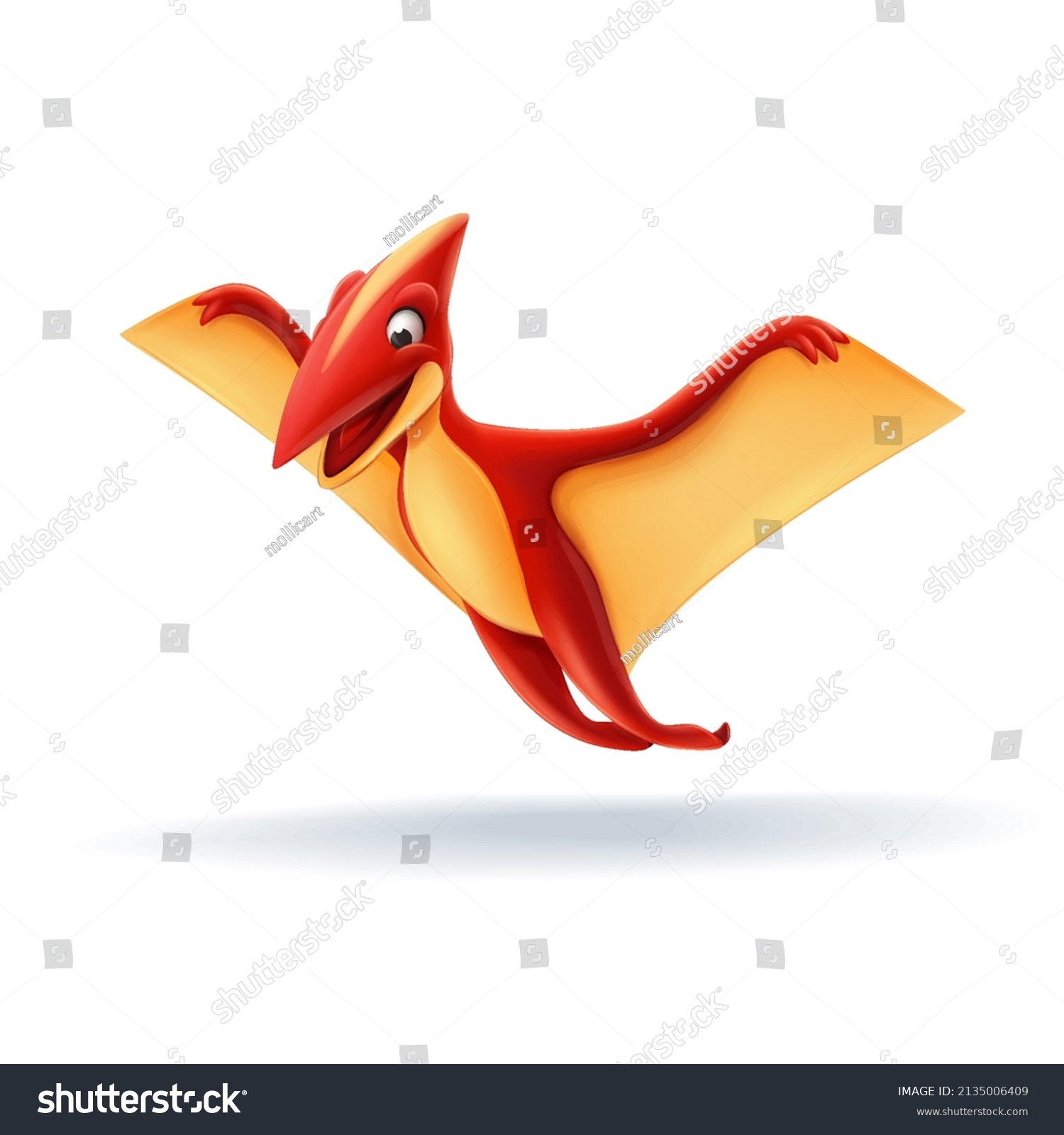 Cute Cartoon Pterosaur Vector Stock Vector (Royalty Free) 2135006409