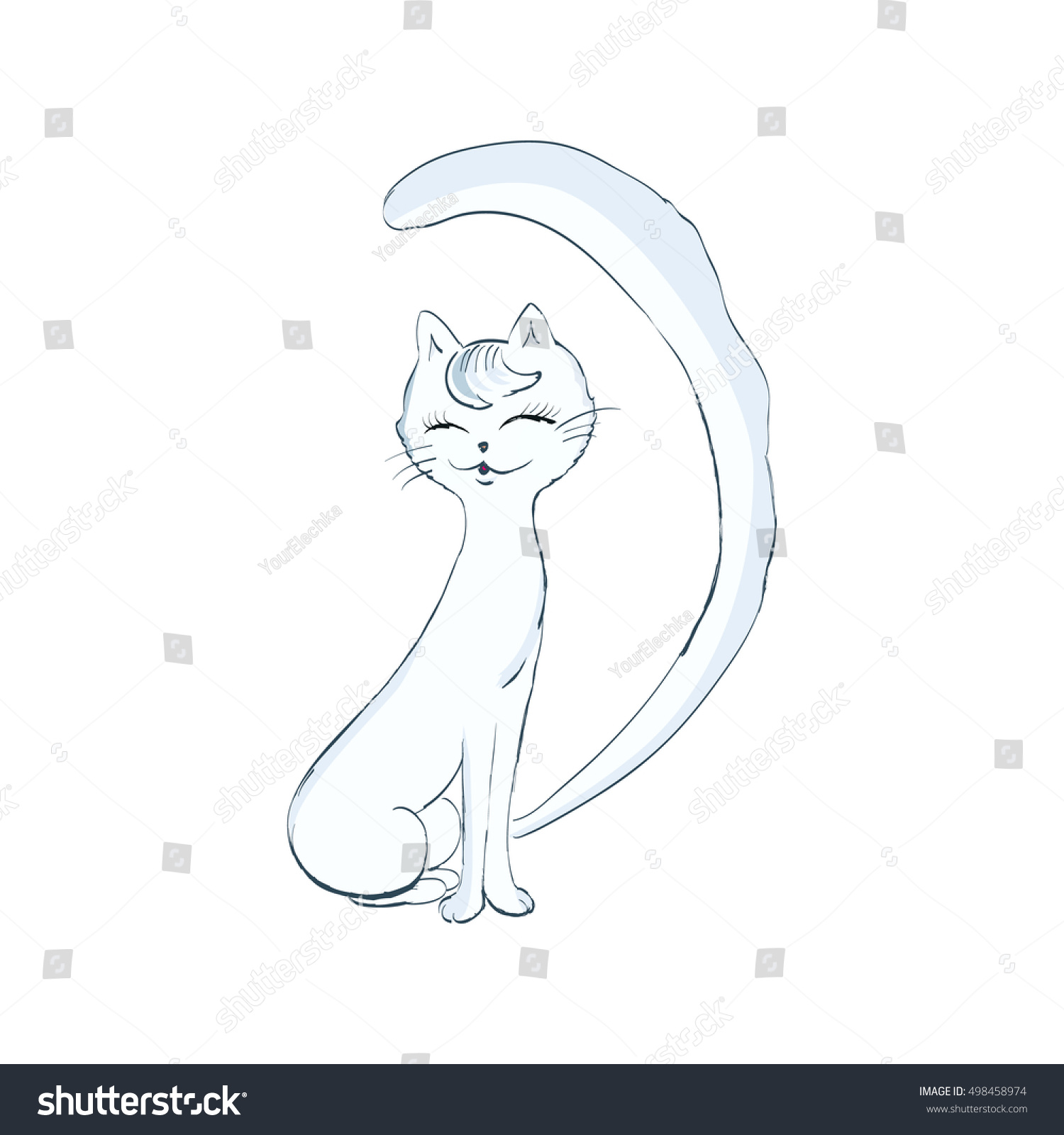 Cute Cartoon Pussycat Vector Editable Image: เวกเตอร์สต็อก (ปลอดค่า ...