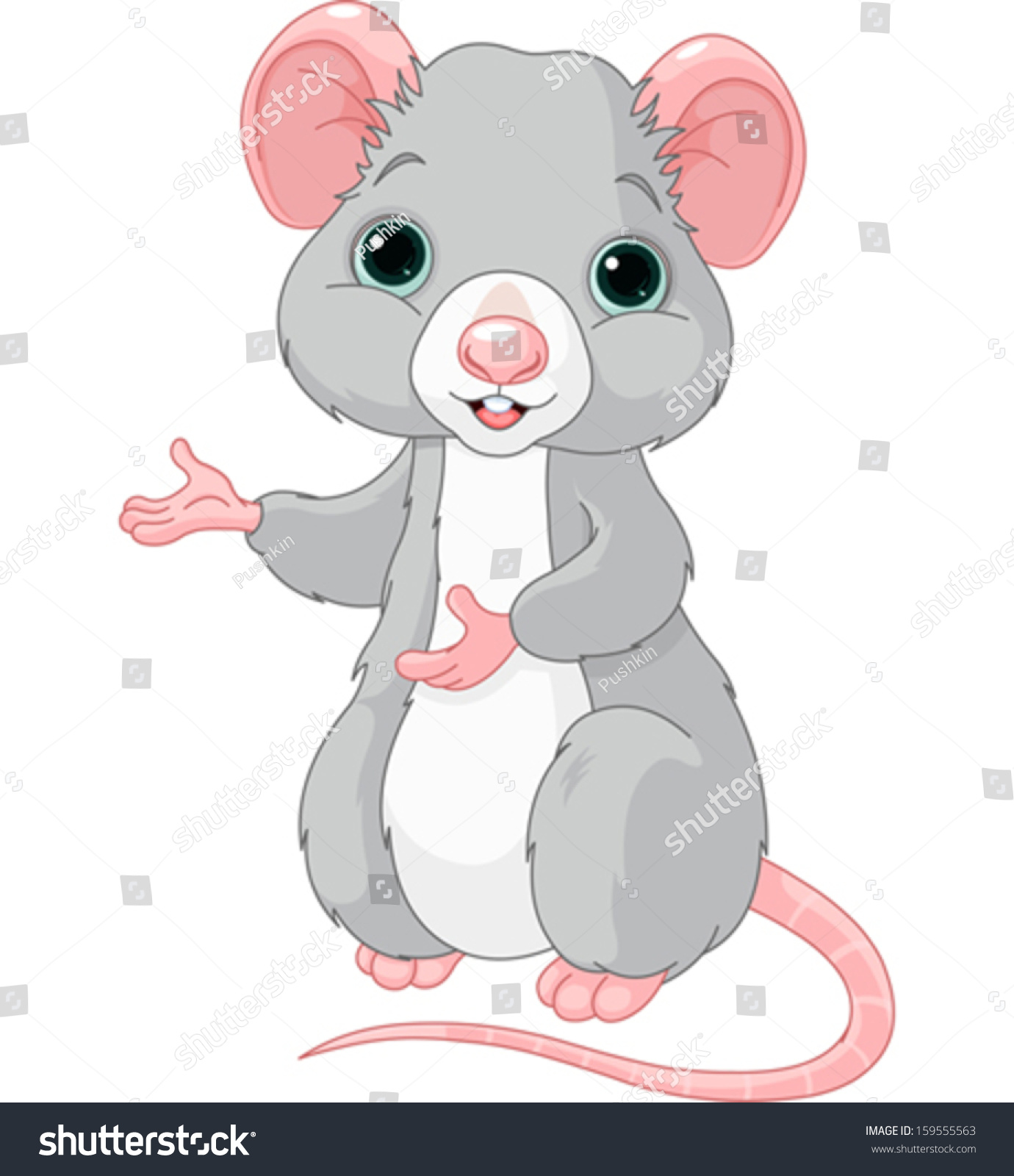 Cute Cartoon Rat Pointing Stock Vector (Royalty Free) 159555563