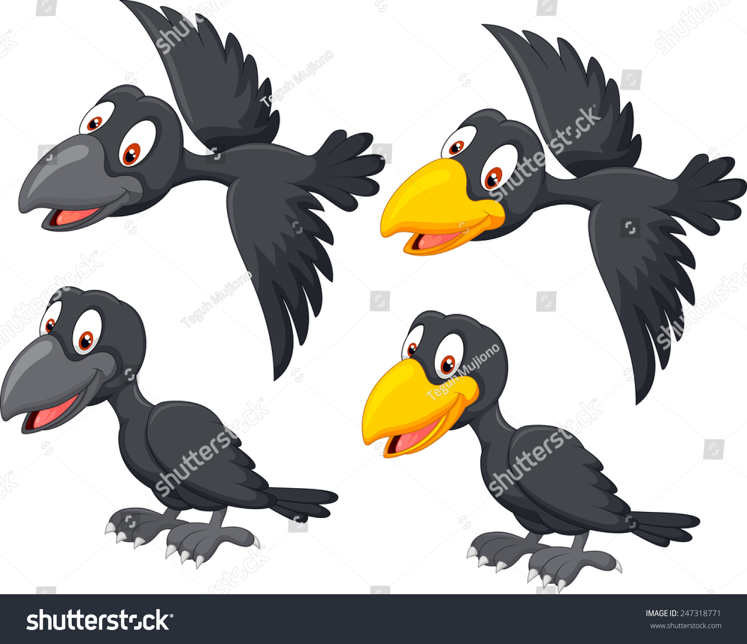 Cute Cartoon Raven Stock Vector (Royalty Free) 247318771 | Shutterstock