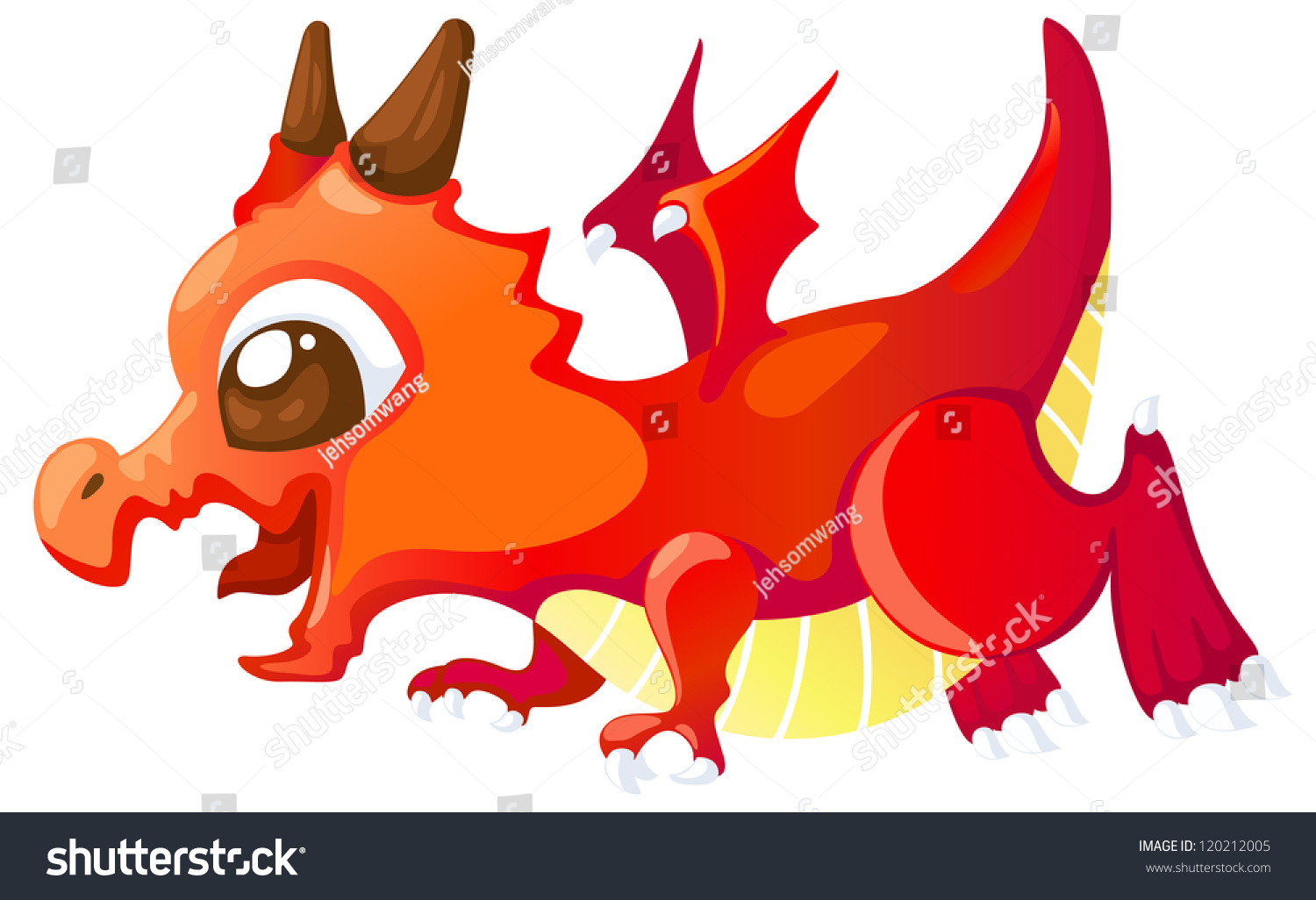 Cute Cartoon Red Dragon Vector Illustration Stock Vector (Royalty Free ...