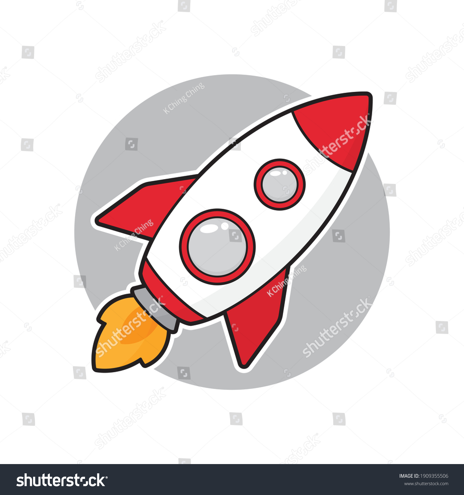 Cute Cartoon Rocket Ship Vector Illustration Stock Vector (Royalty Free ...