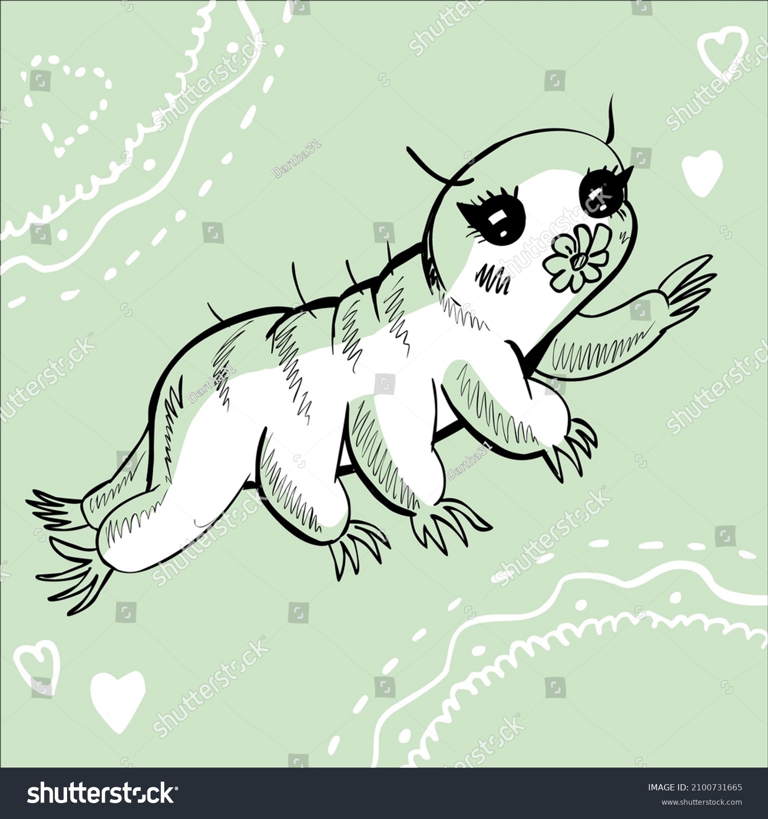 Cute Cartoon Running Tardigrade Vector Image: เวกเตอร์สต็อก (ปลอดค่า ...