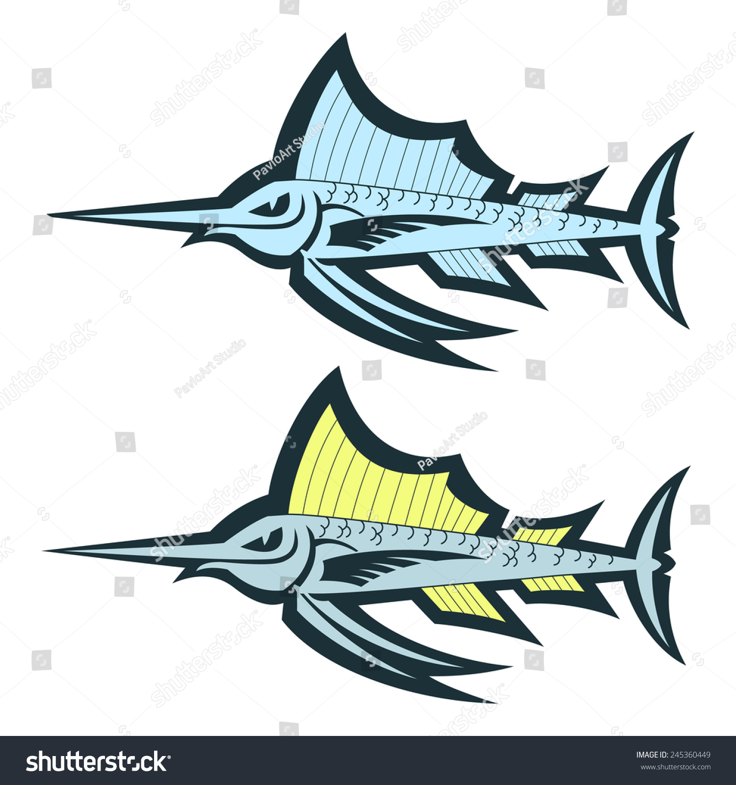Cute Cartoon Sailfish Vector Illustration Stock Vector (Royalty Free ...