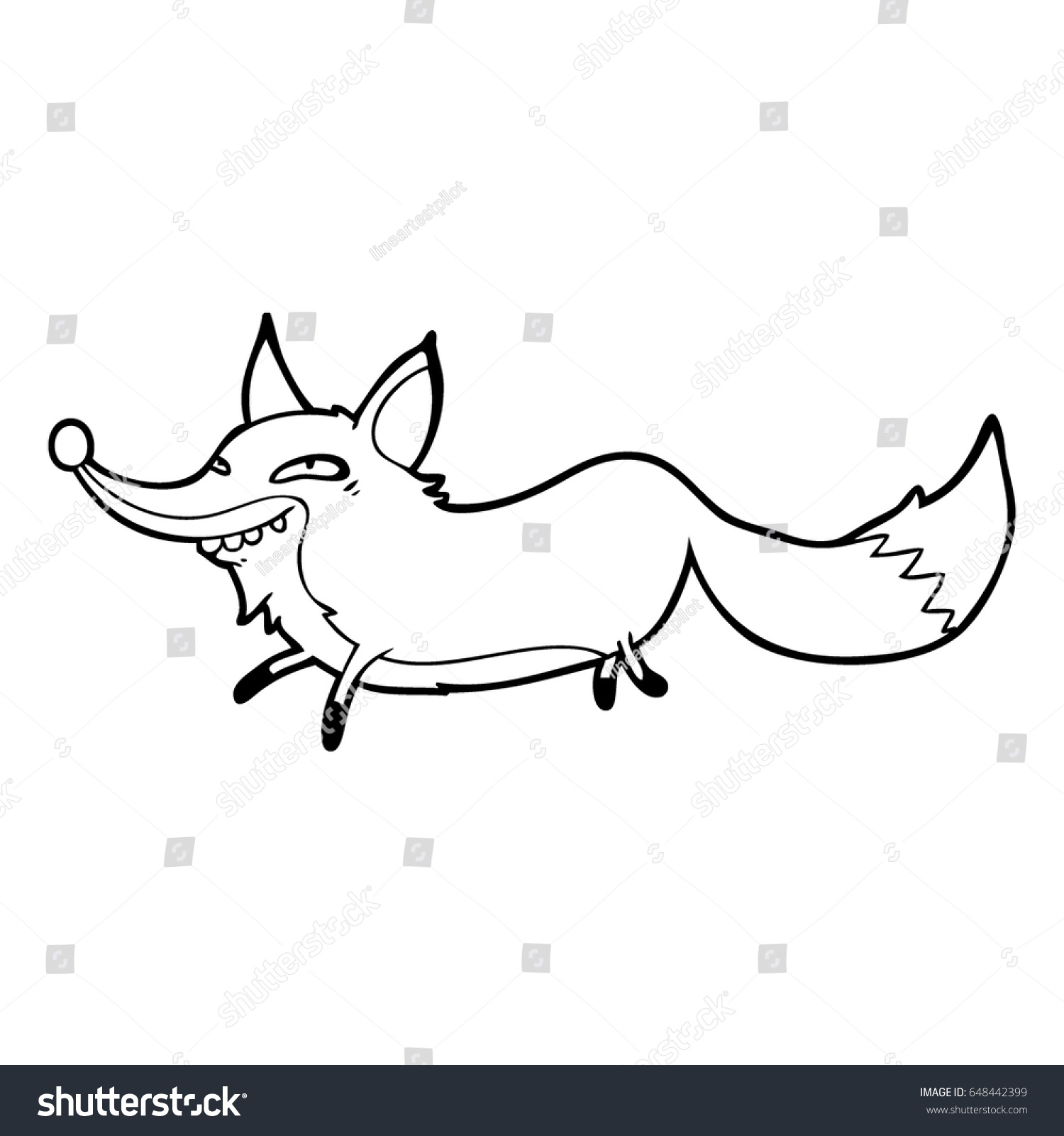Cute Cartoon Sly Fox Stock Vector (Royalty Free) 648442399