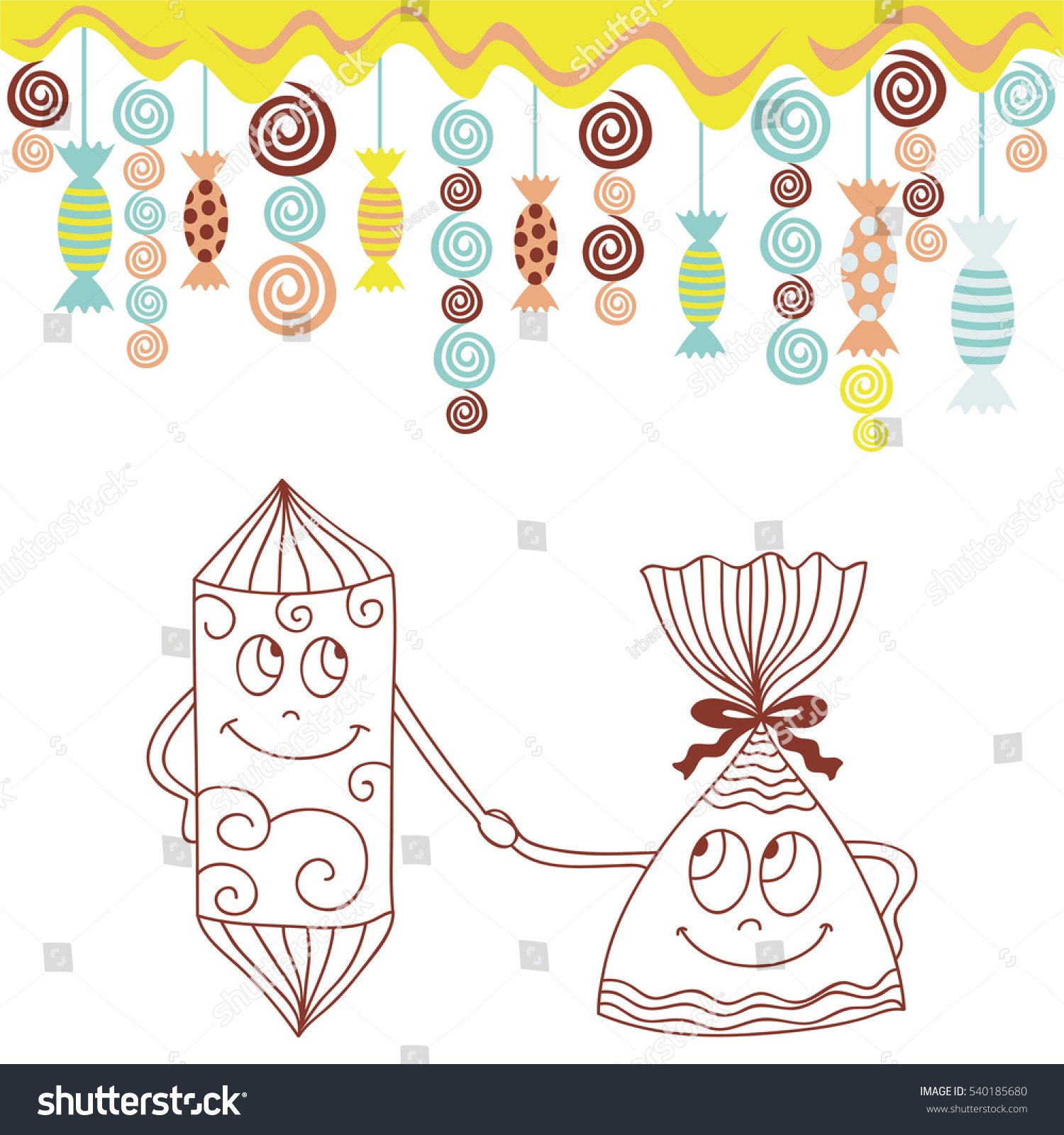 Cute Cartoon Sweets Vector Illustration: vector de stock (libre de ...