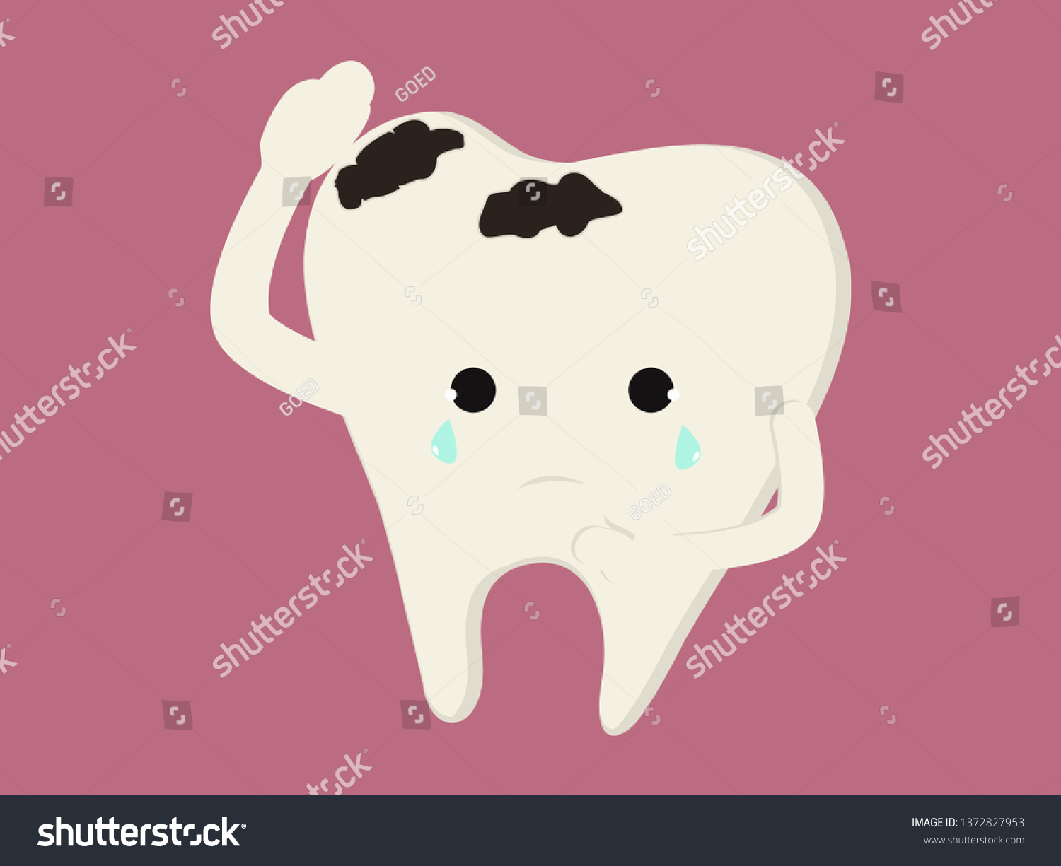 Cute Cartoon Teeth Character Caries Development Stock Vector (Royalty ...