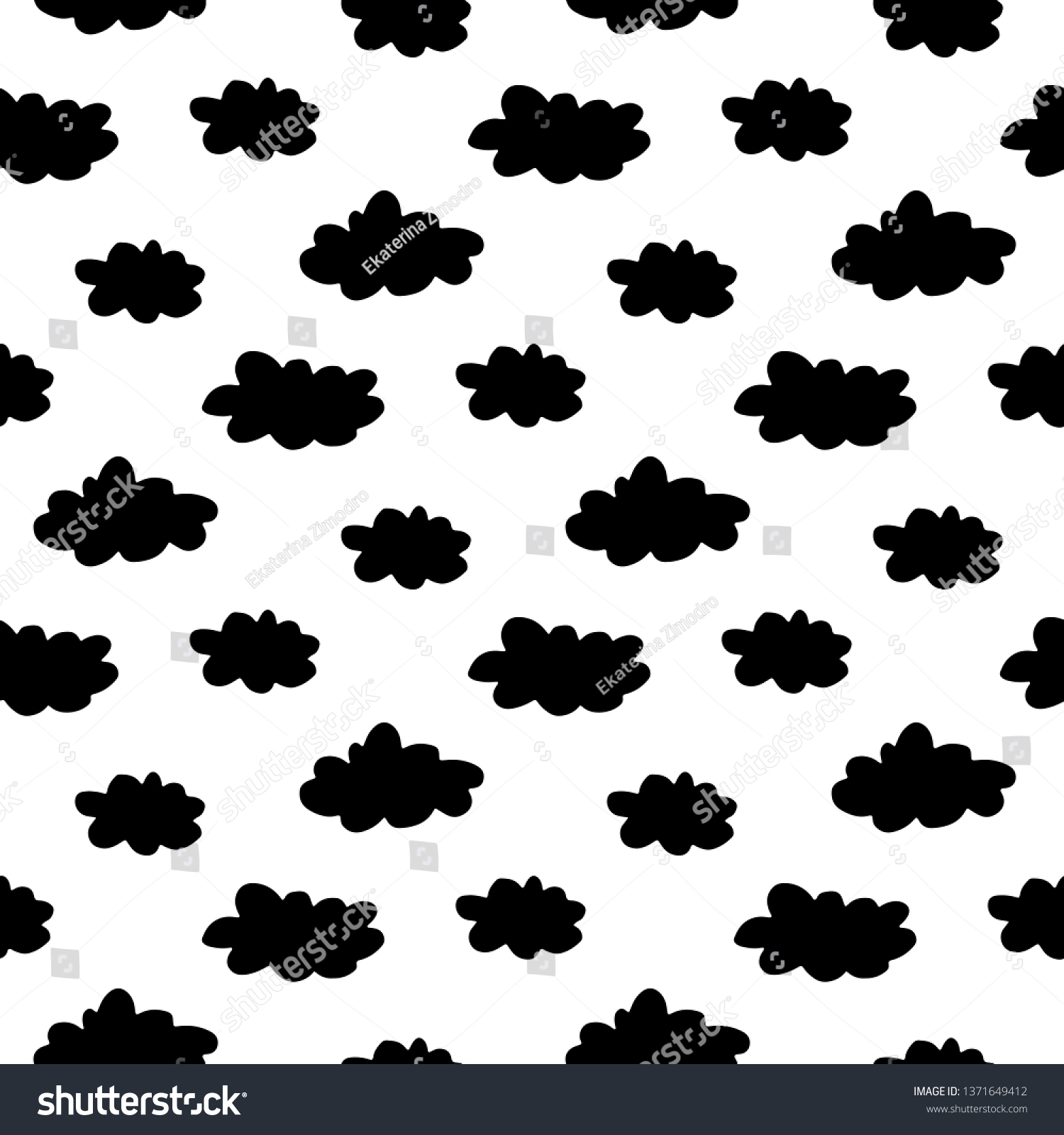 Cute Cartoon Thundercloud Pattern Hand Drawn Stock Vector (Royalty Free ...